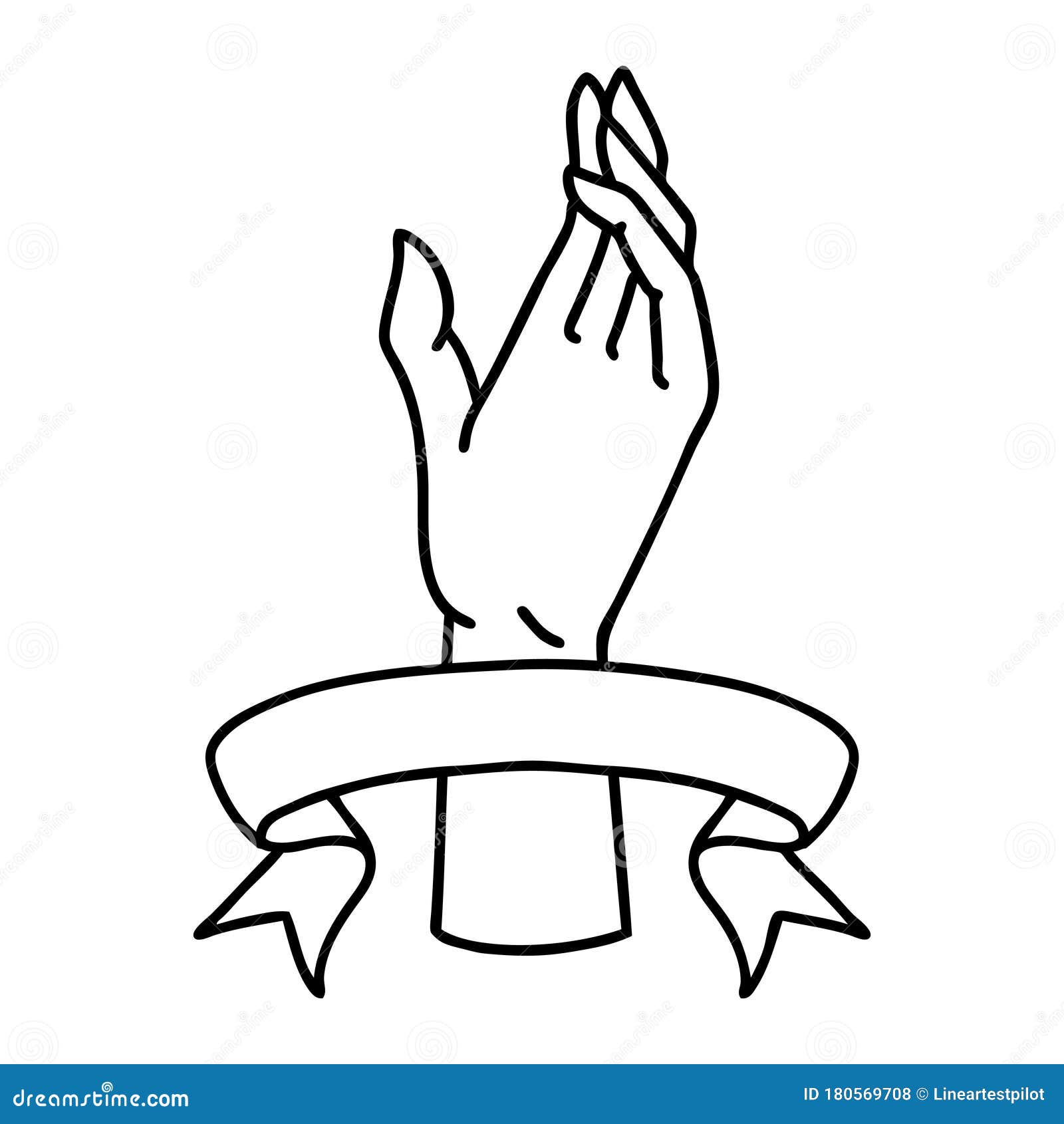 Black Linework Tattoo with Banner of a Hand Stock Vector - Illustration ...
