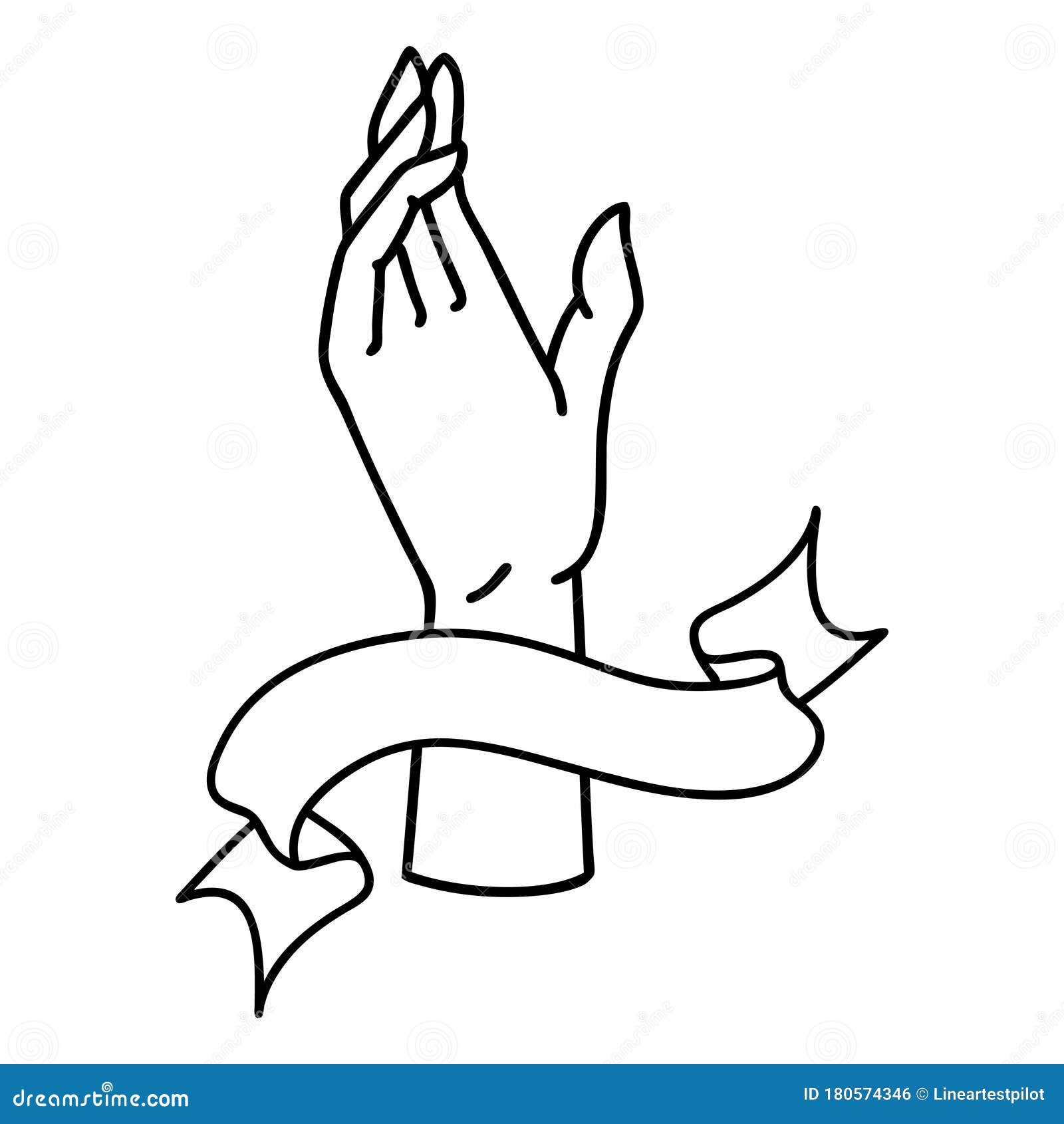 Black Linework Tattoo with Banner of a Hand Stock Vector - Illustration ...