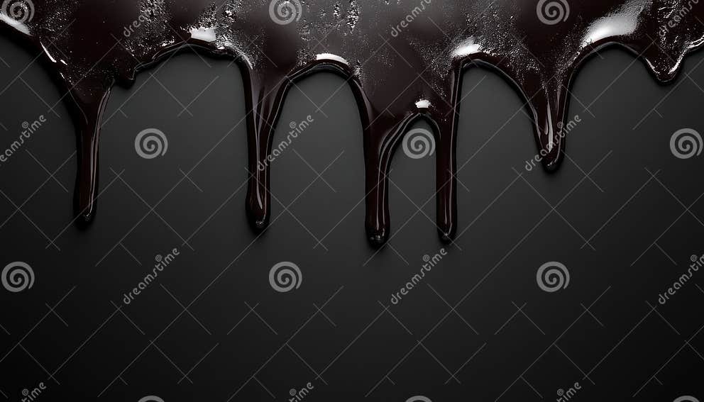 Black Liquid Dripping on a Smooth Surface Creating an Artistic Flow ...