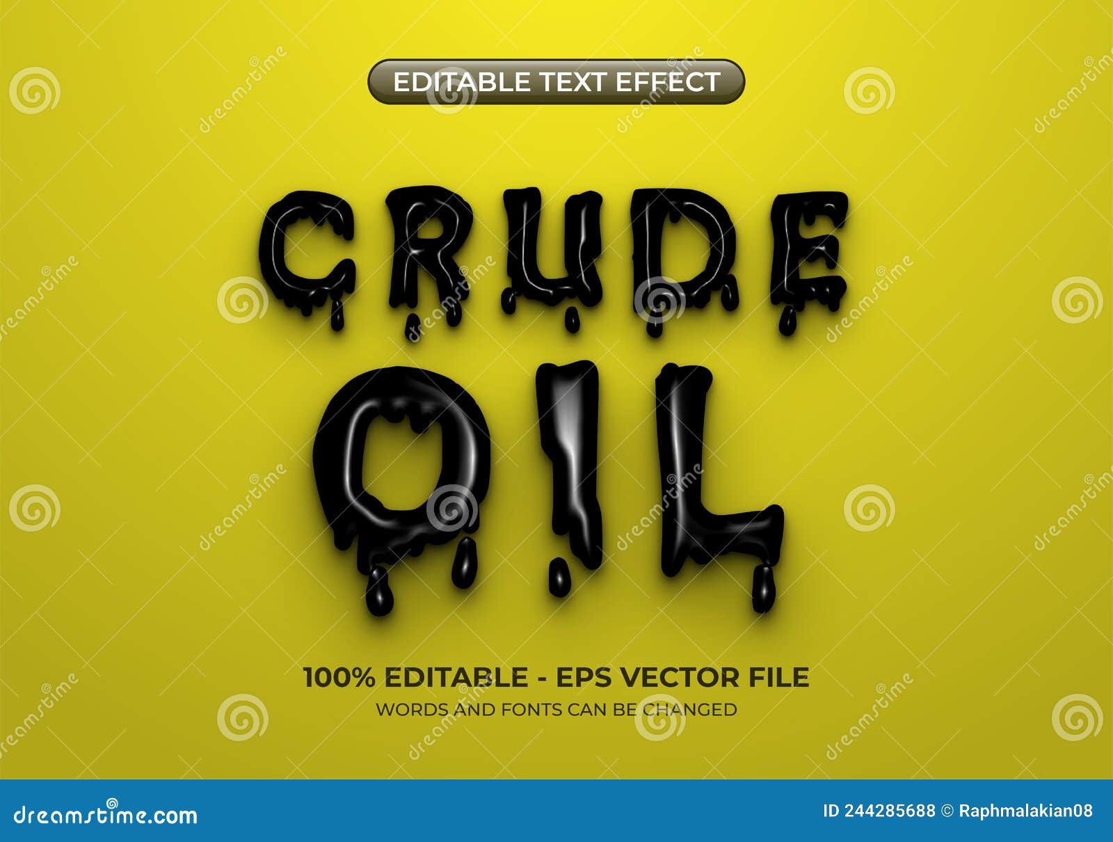 Black Liquid Ink Text Effect. Editable Crude Oil Text Effect Stock ...