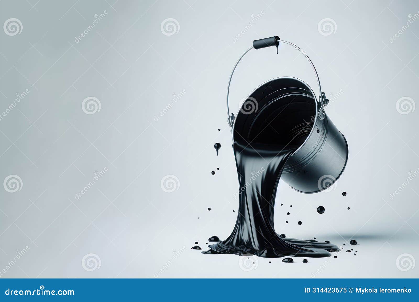 Black Liquid Leaking from a Bucket. Space for Text. Stock Illustration ...