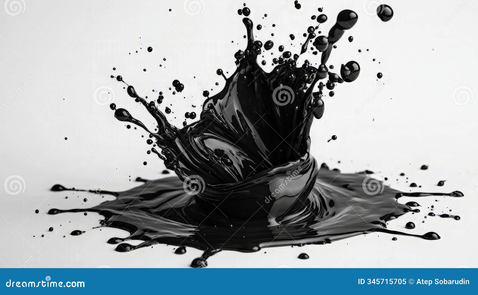 Black Liquid Splash, Dynamic Crown Shape, Isolated on White Stock Image ...