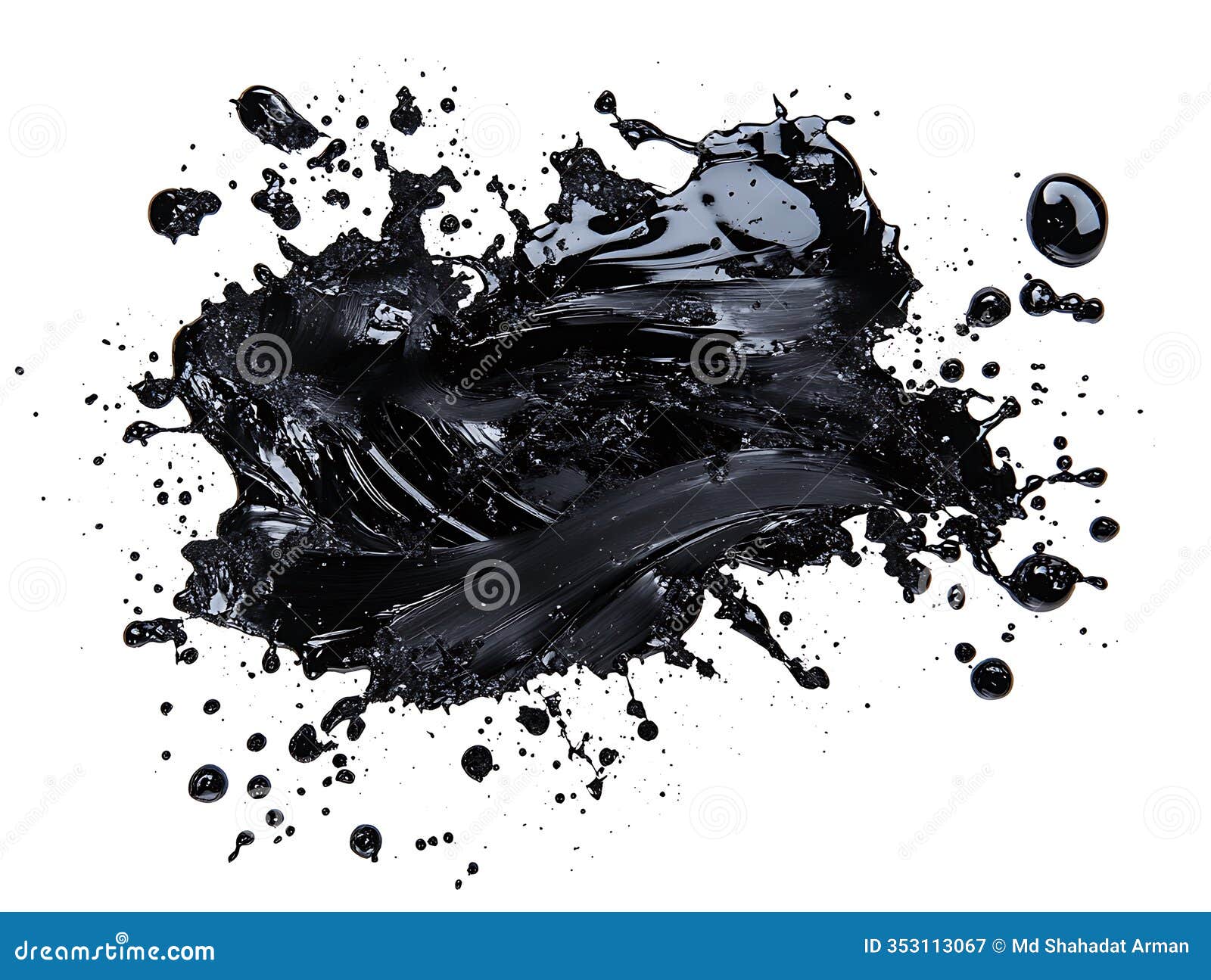 Black Liquid Splatter Isolated on White Background Stock Illustration ...