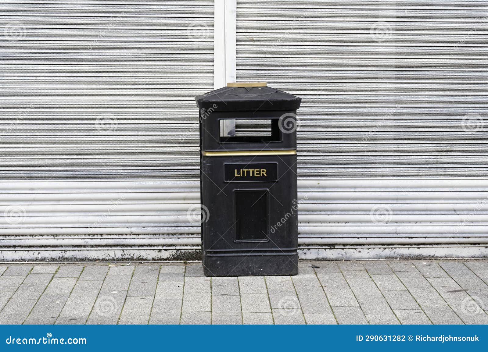Black Litter Bin for Rubbish in Public Area Stock Photo - Image of food ...