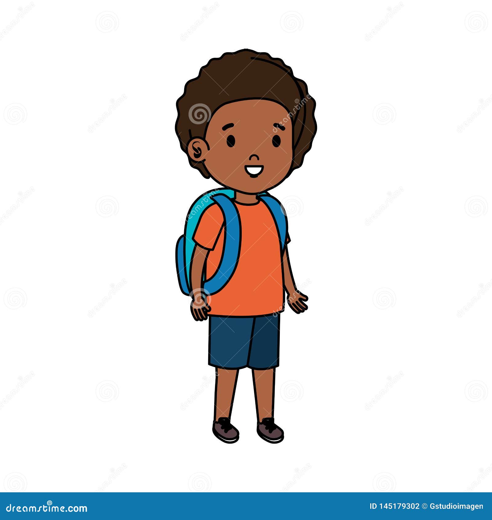 Black little student boy stock vector. Illustration of funny - 145179302