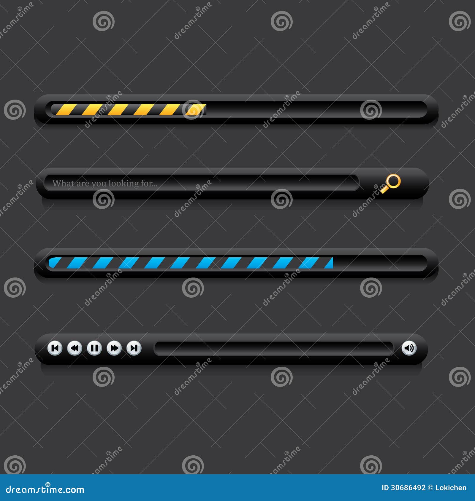 Black loading bars stock illustration. Illustration of symbol - 30686492