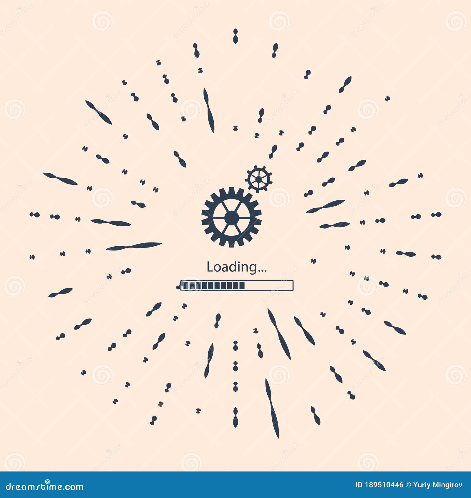 Black Loading and Gear Icon Isolated on Beige Background. Progress Bar ...