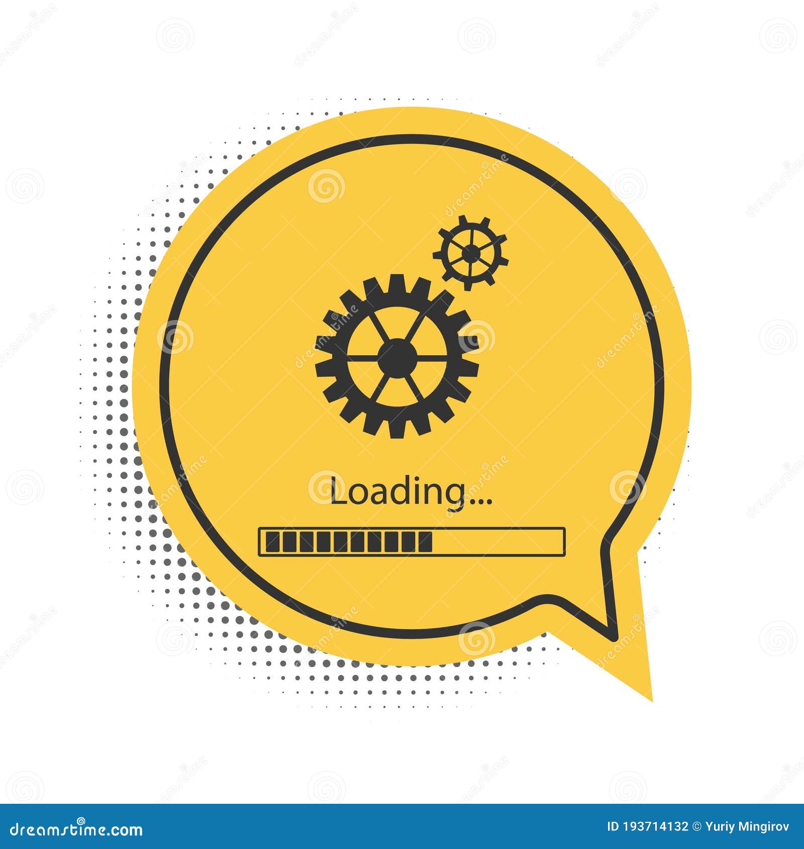 Black Loading and Gear Icon Isolated on White Background. Progress Bar ...