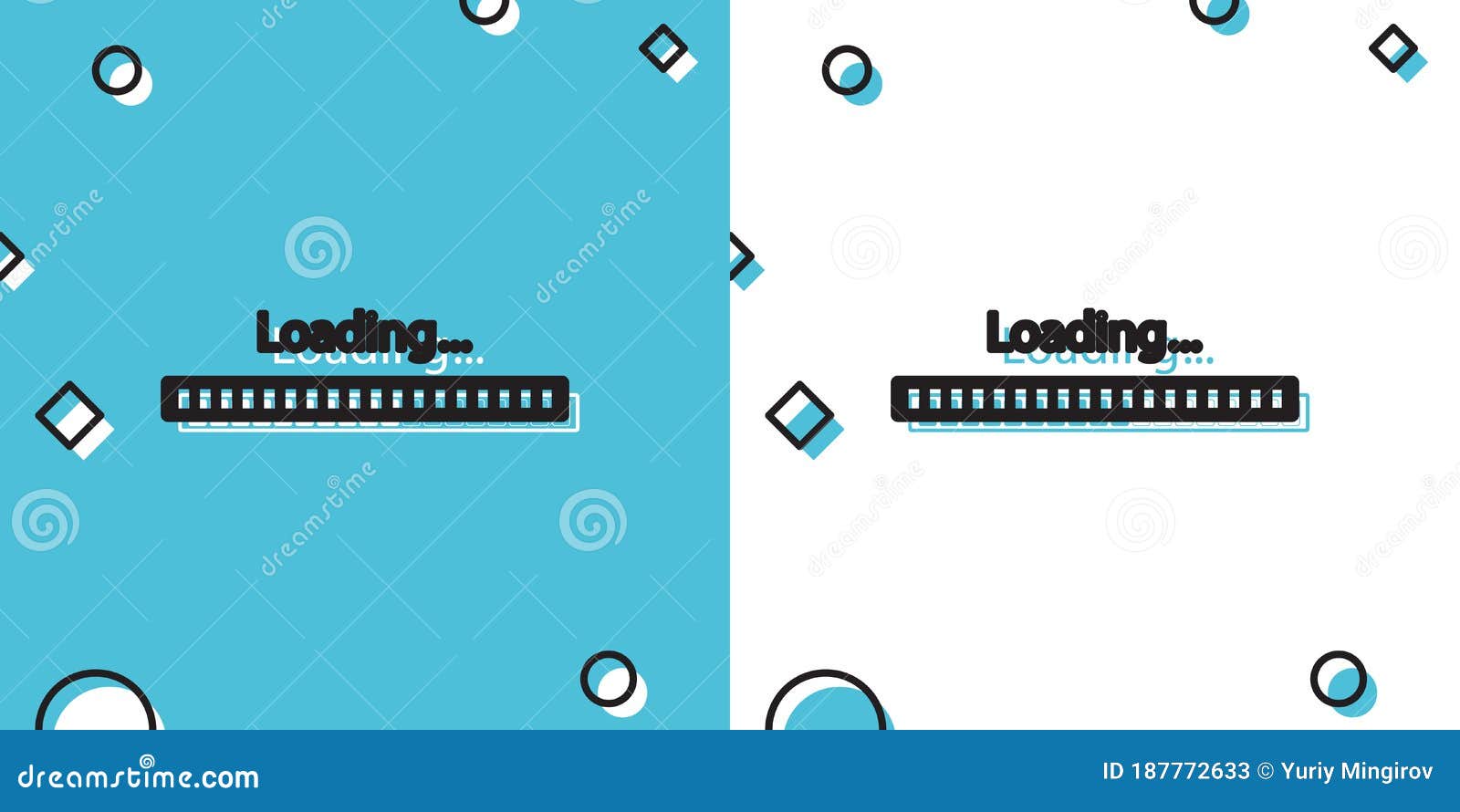 Black Loading Icon Isolated on Blue and White Background. Progress Bar ...