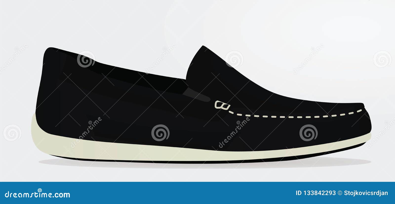 Black loafer, side view stock vector. Illustration of icon - 133842293