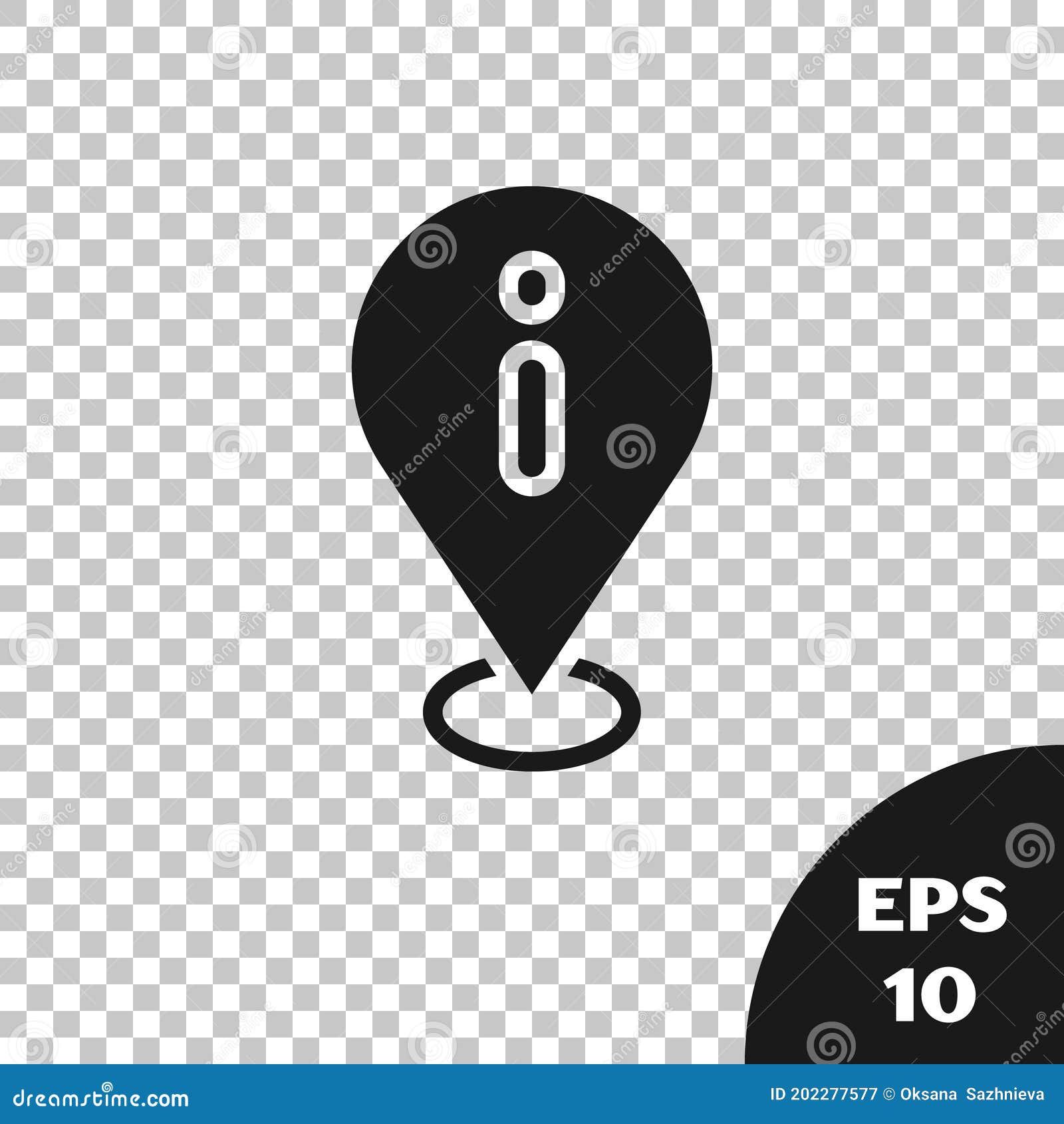 Black Location with Information Icon Isolated on Transparent Background ...
