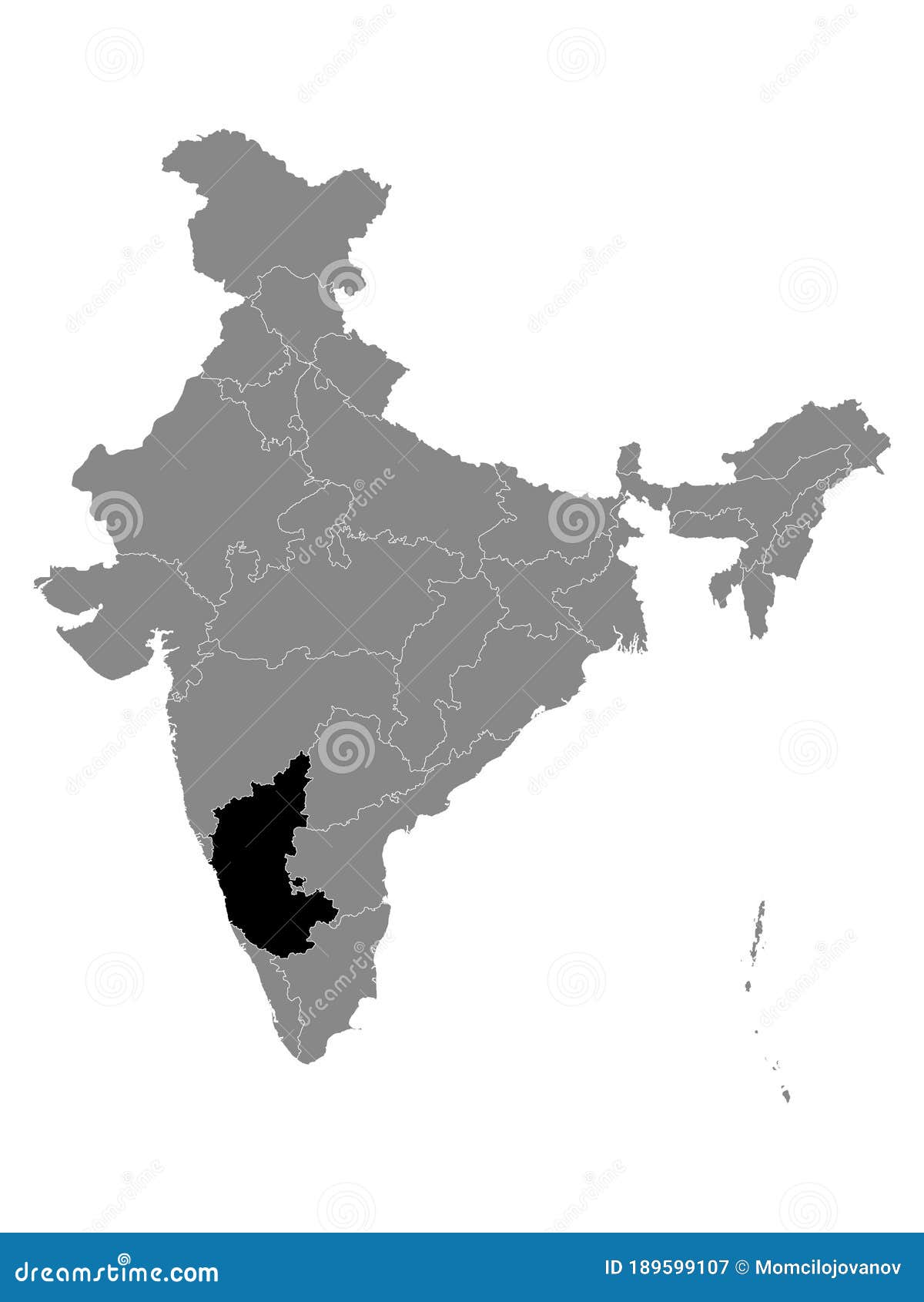Location Map of Karnataka State Stock Vector - Illustration of ...