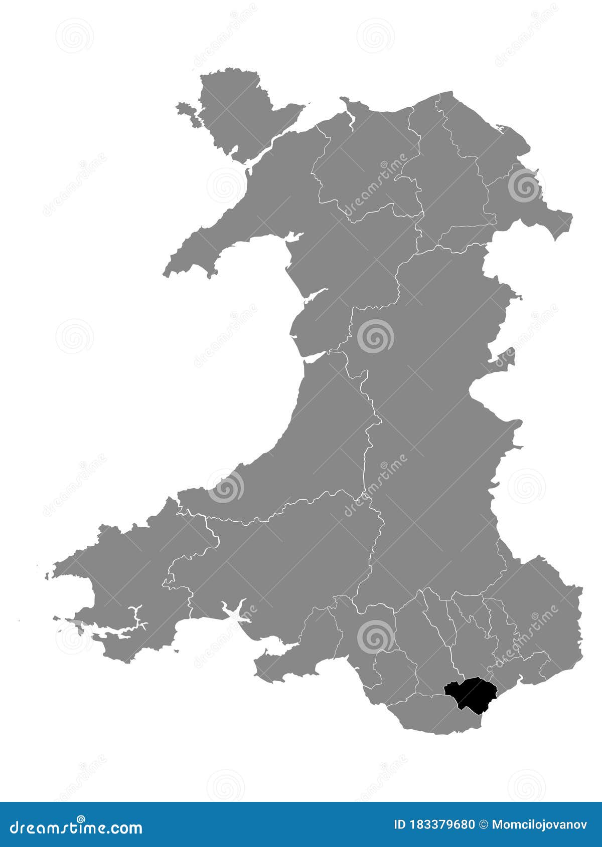 Location Map of Cardiff County Stock Vector - Illustration of ireland ...