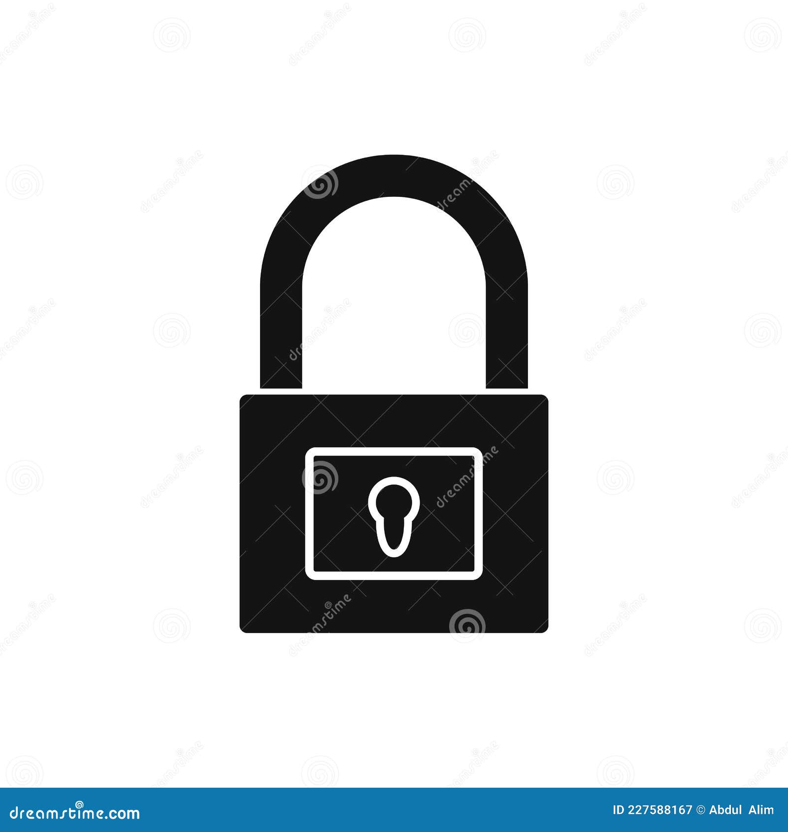 Black lock flat icon. stock vector. Illustration of security - 227588167