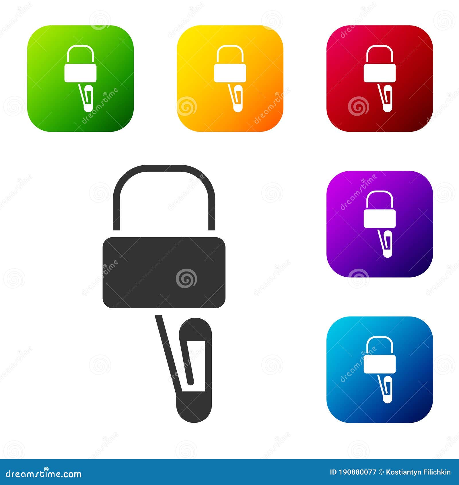 Black Lockpicks or Lock Picks for Lock Picking Icon Isolated on White ...