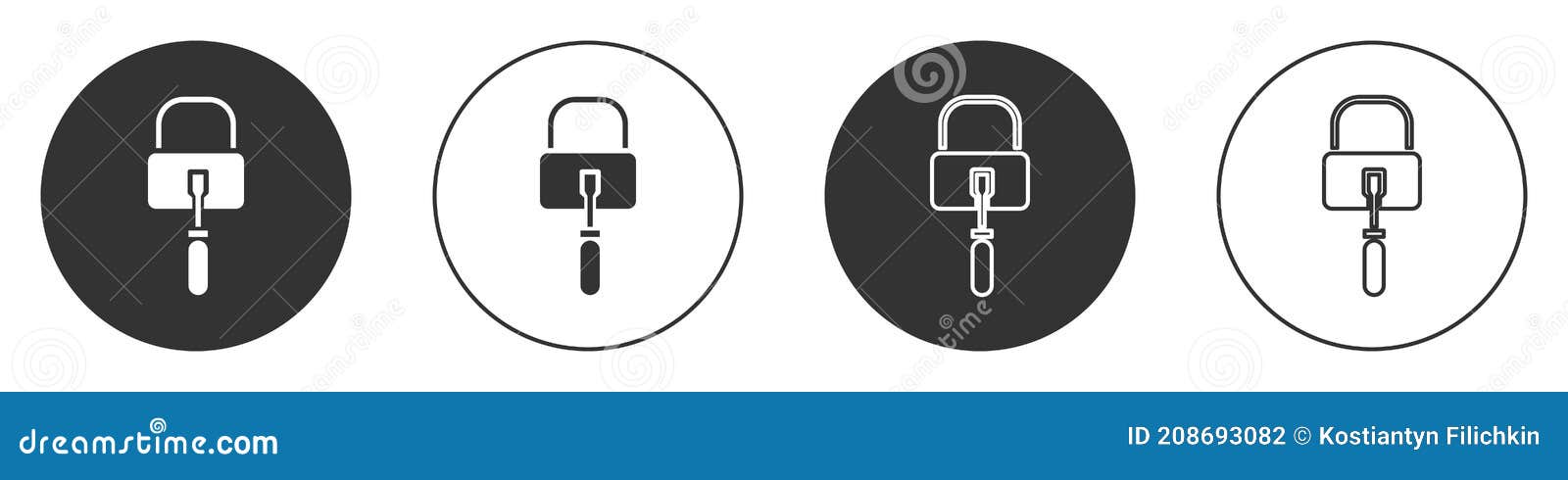 Black Lockpicks or Lock Picks for Lock Picking Icon Isolated on White ...
