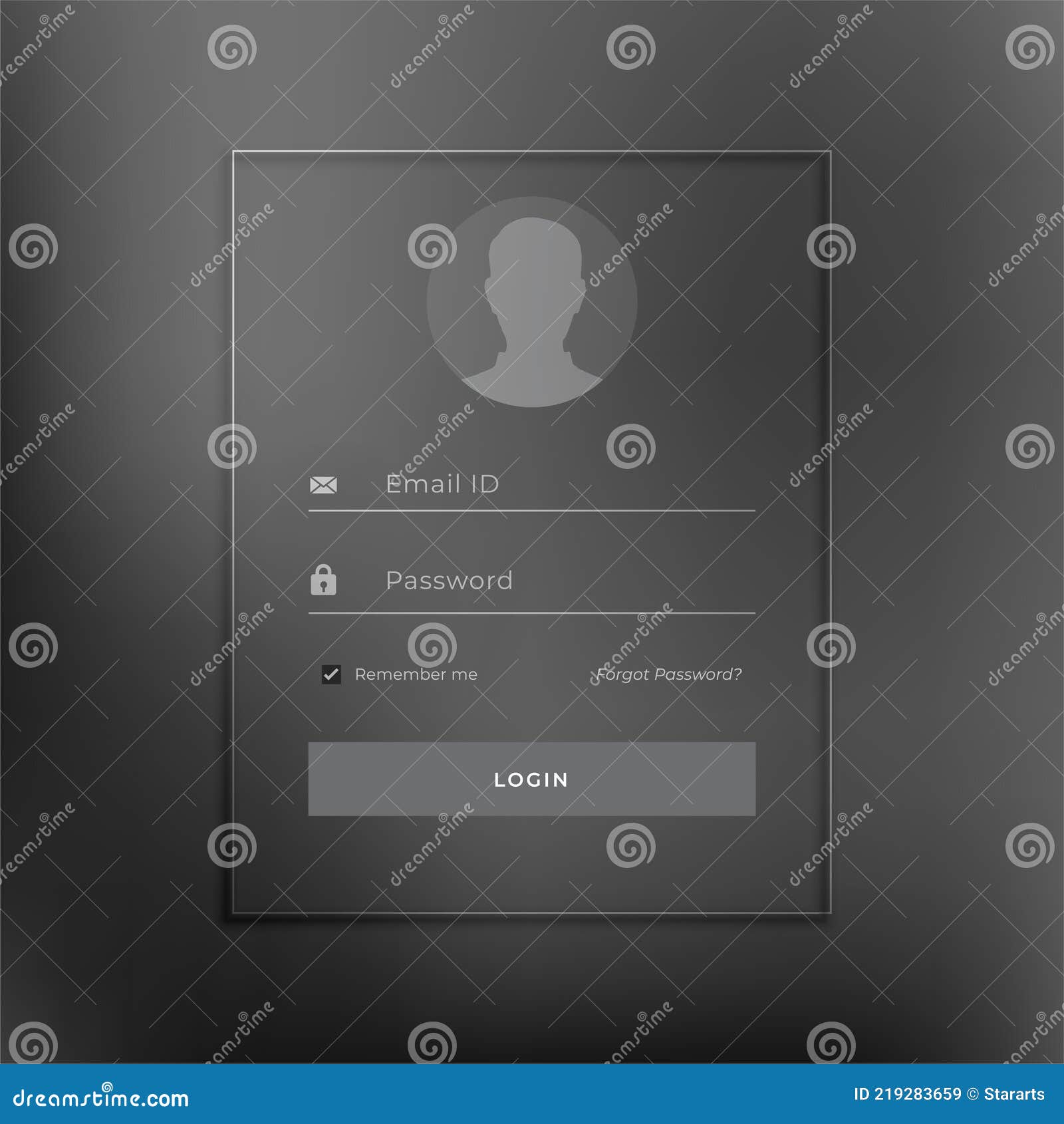 Black Login Page Template in Minimal Style Stock Vector - Illustration ...