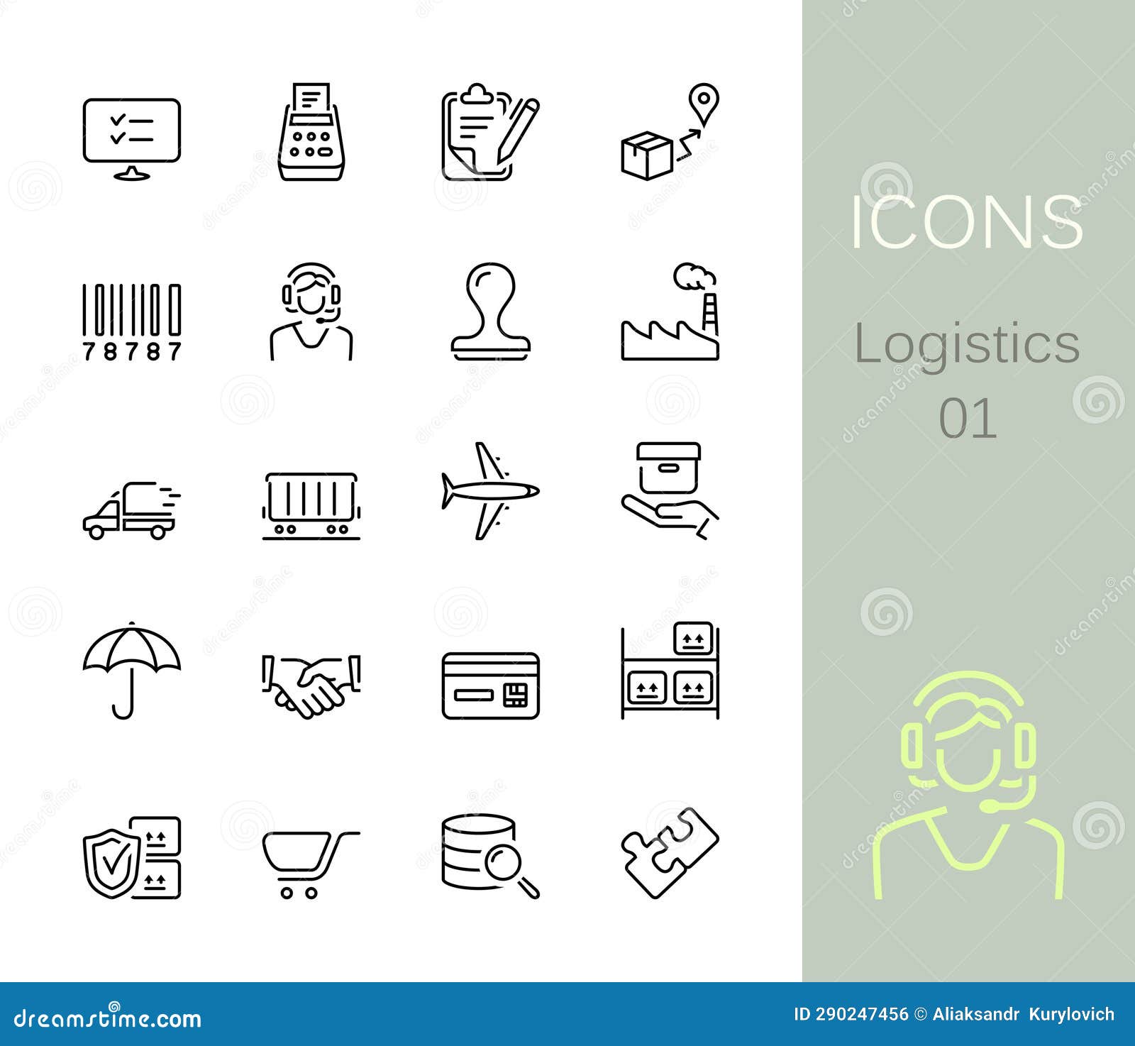 20 Black Logistics Line Icons 01 Stock Illustration - Illustration of ...