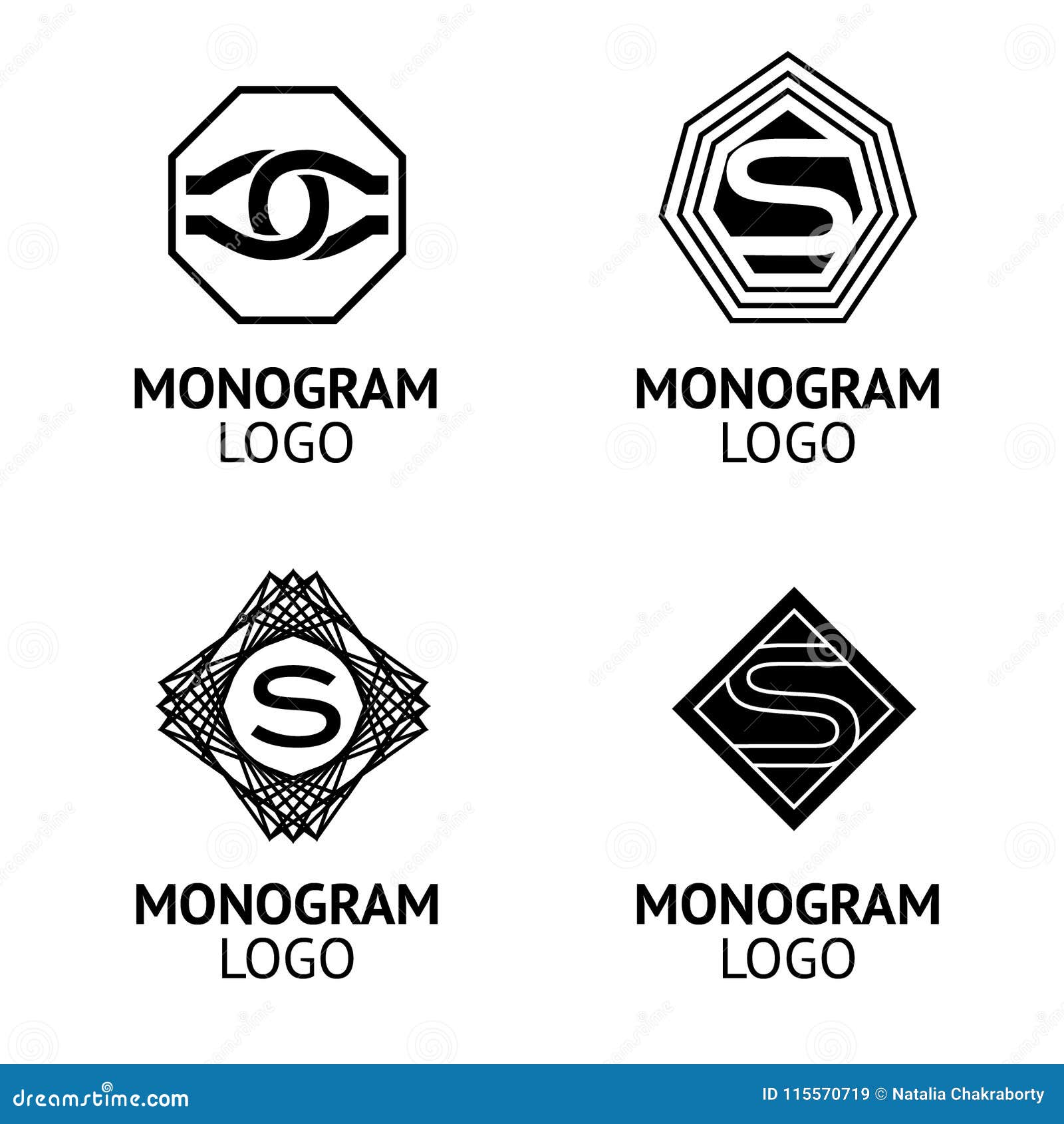 Black Logotype Sign with S Monogram Stock Vector - Illustration of ...