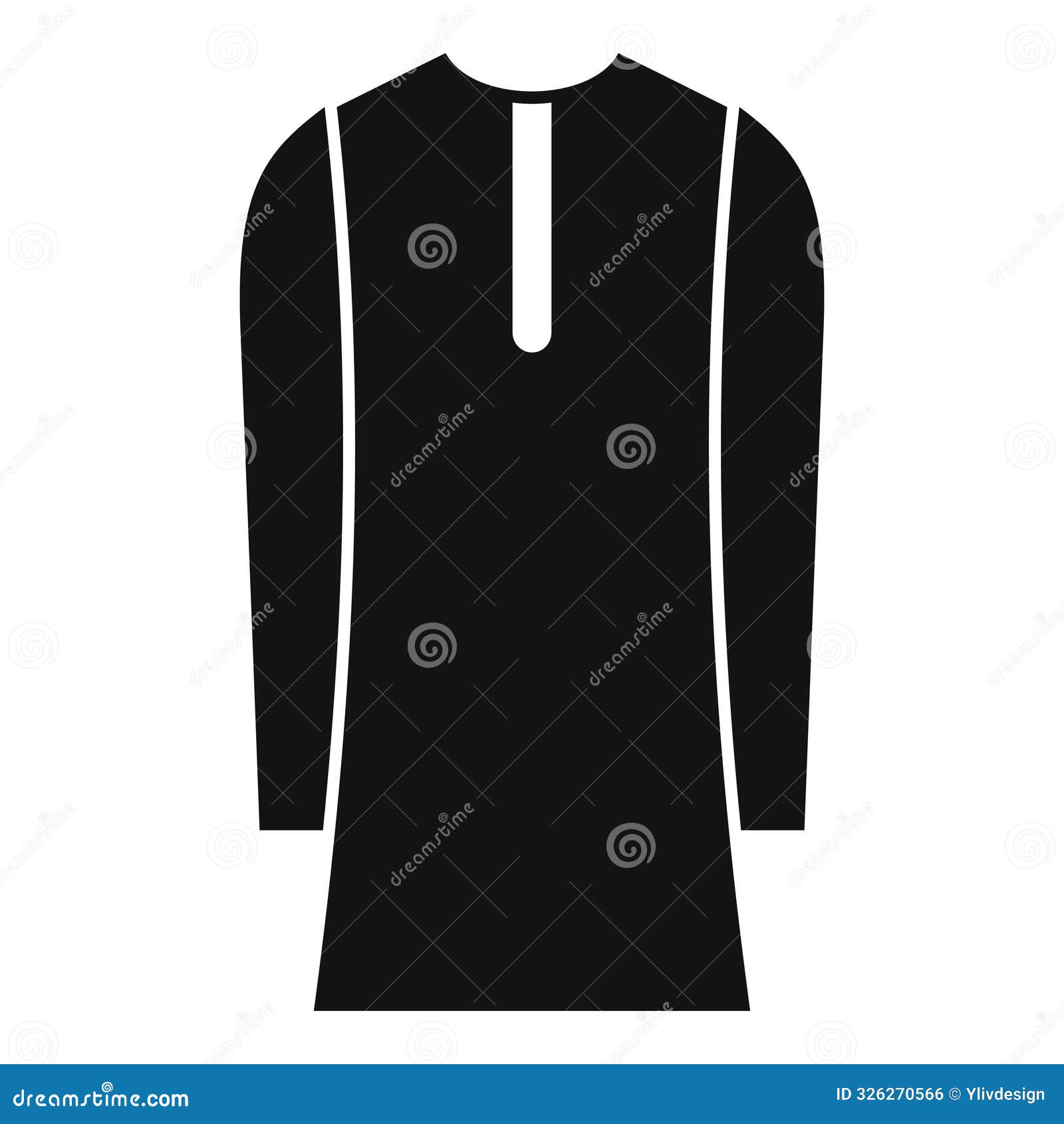 Black Long Sleeve Kurta Icon, Simple Style Stock Illustration ...