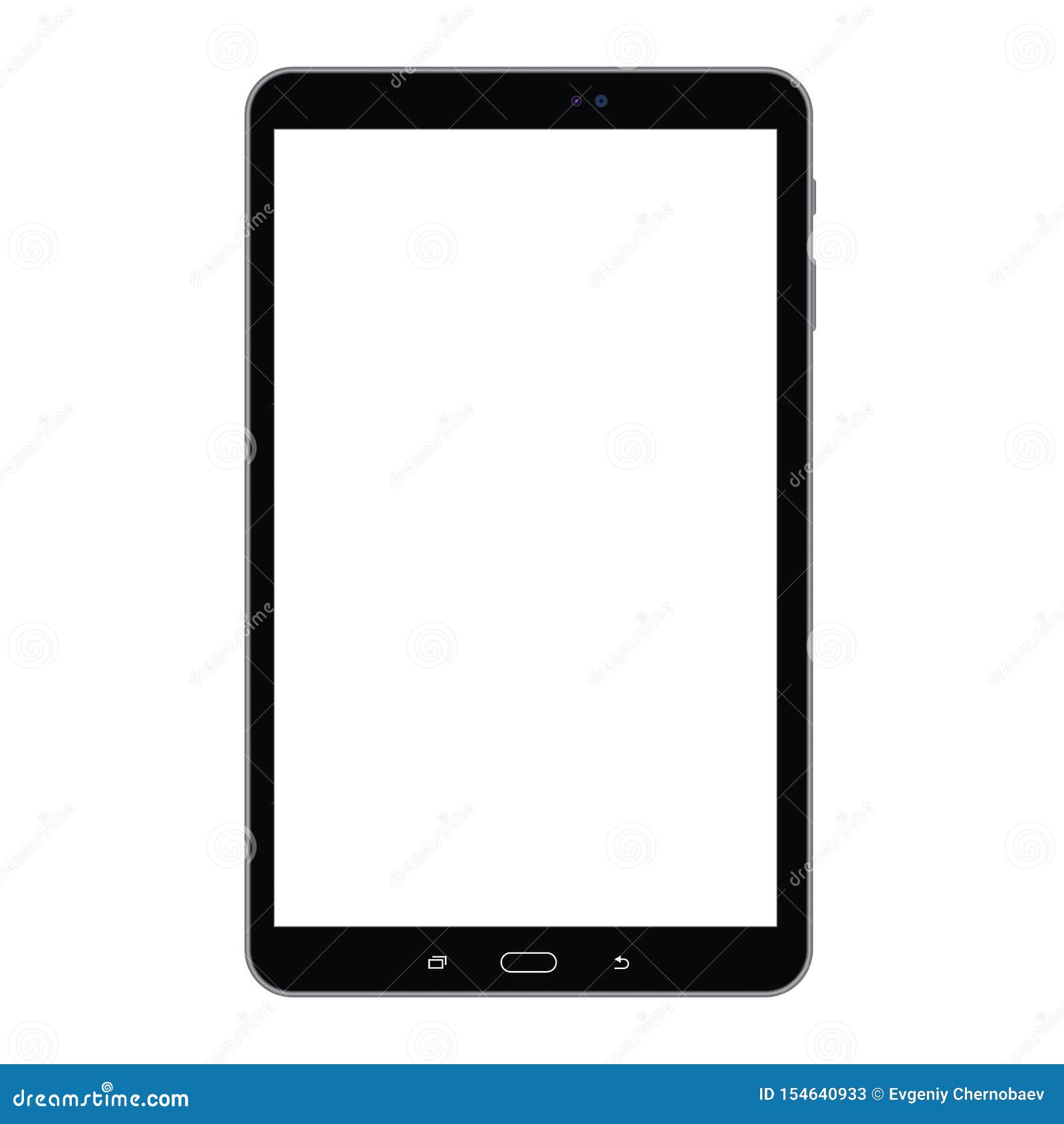 Black Long Tablet with Empty White Screen. Stock Vector - Illustration ...