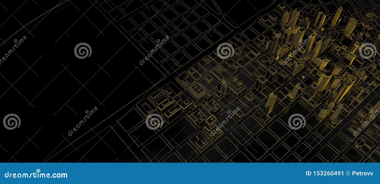 Black Low Poly City with Orange Outlines Stock Image - Image of ...