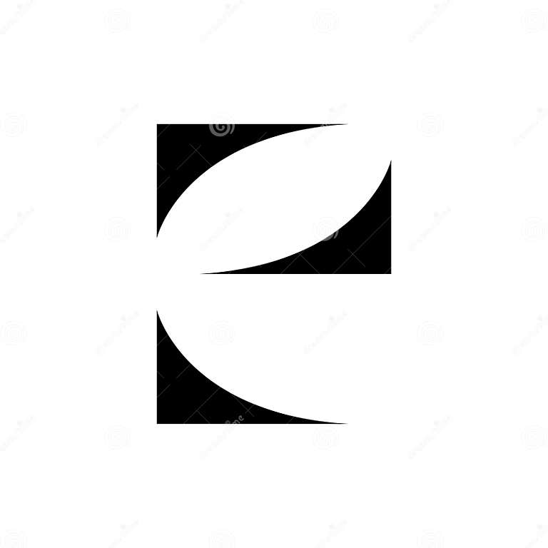 Black Lowercase Letter E Icon with Curvy Triangles Stock Vector ...