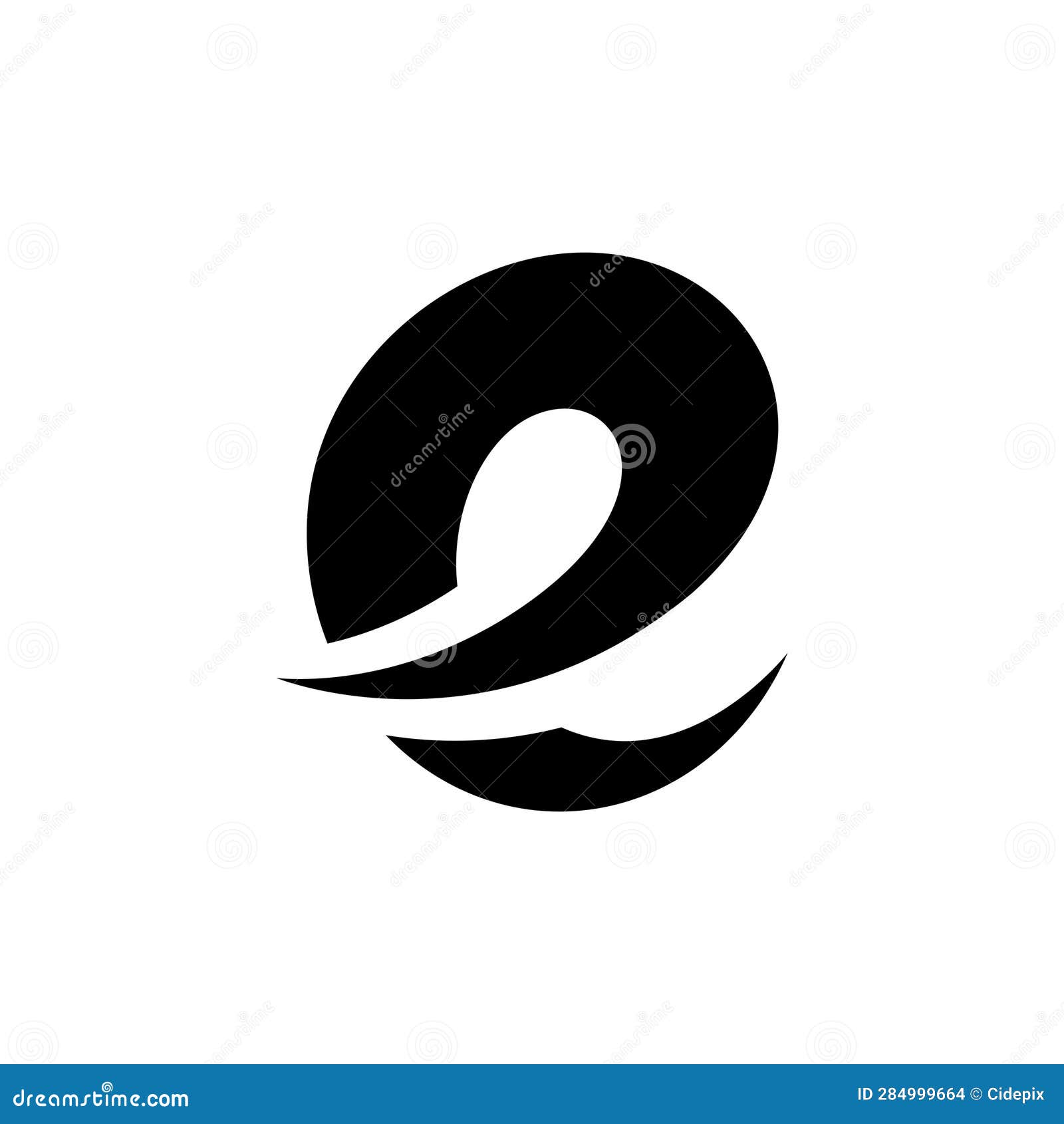 Black Lowercase Letter E Icon with Soft Spiky Curves Stock Vector ...