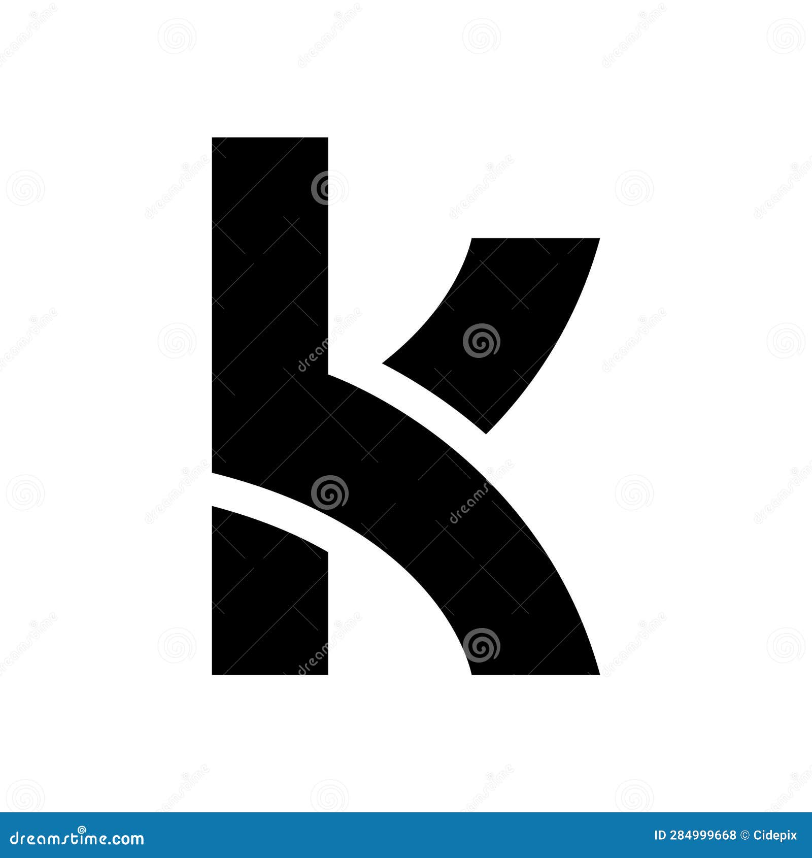 Black Lowercase Letter K Icon with Overlapping Paths Stock Vector ...