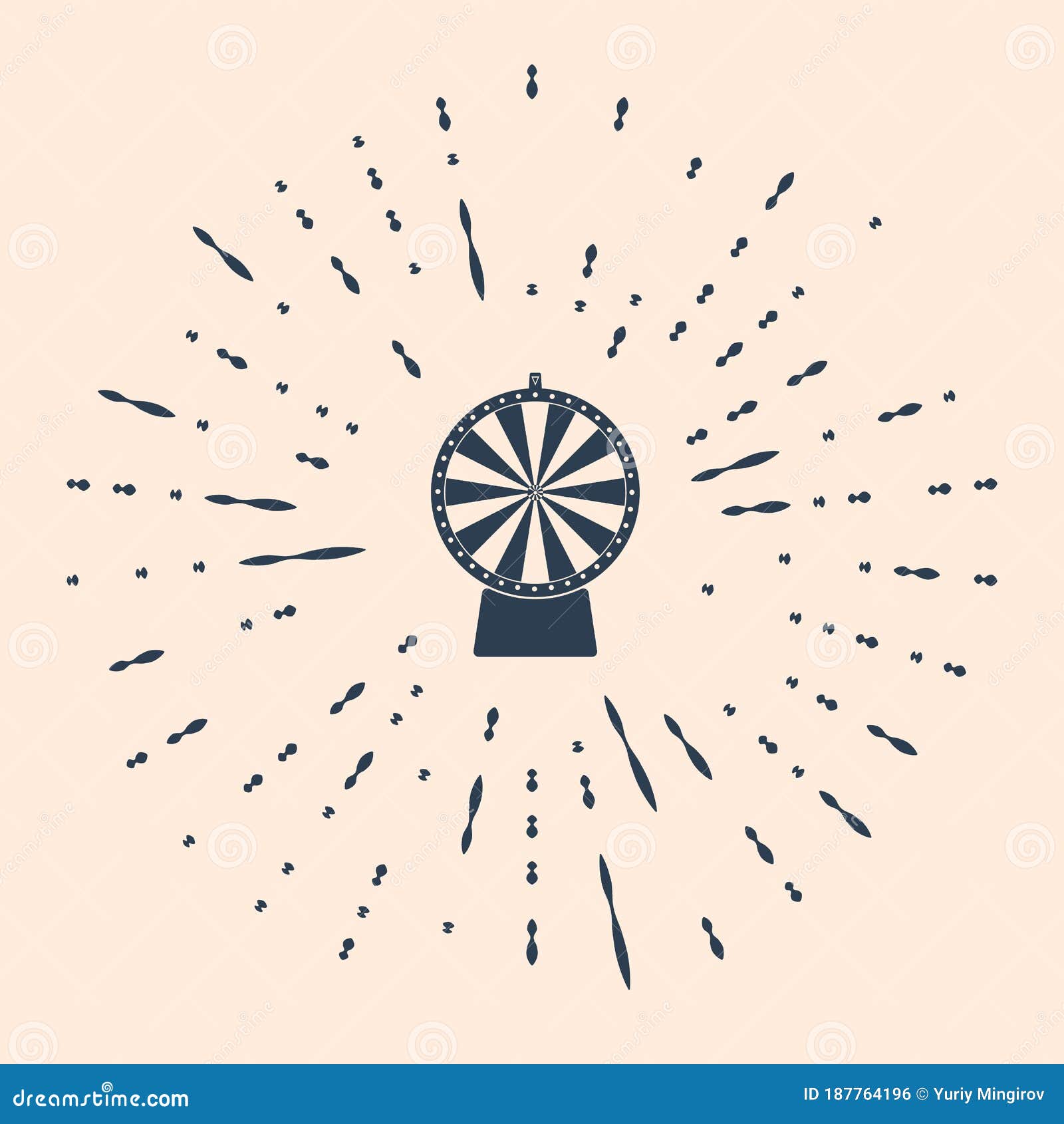 Black Lucky Wheel Icon Isolated on Beige Background. Abstract Circle ...