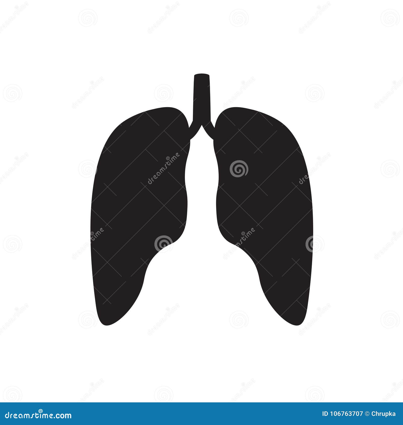 Black lungs icon stock vector. Illustration of lung - 106763707