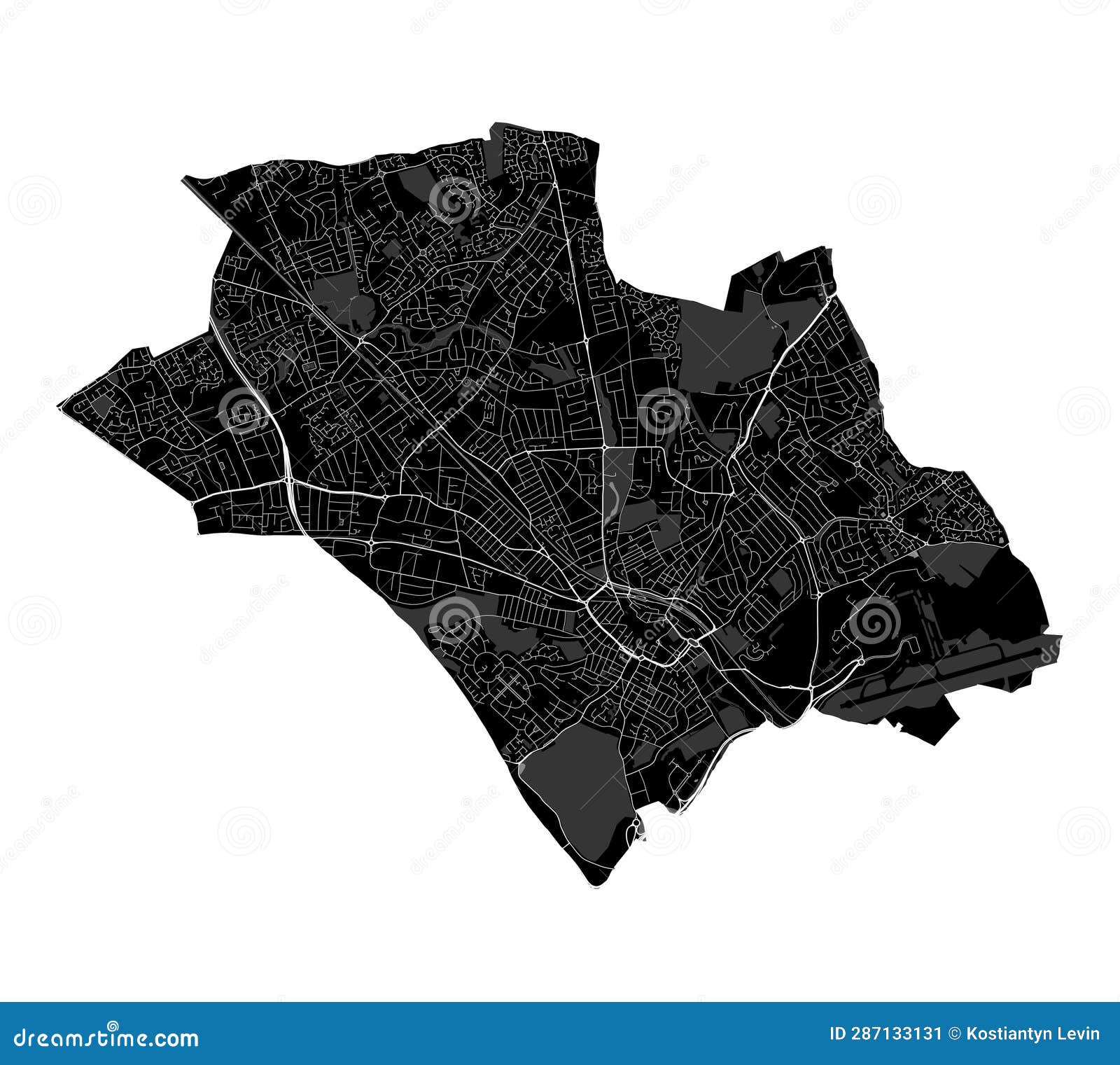 Black Luton City Map, Administrative Area Stock Illustration ...