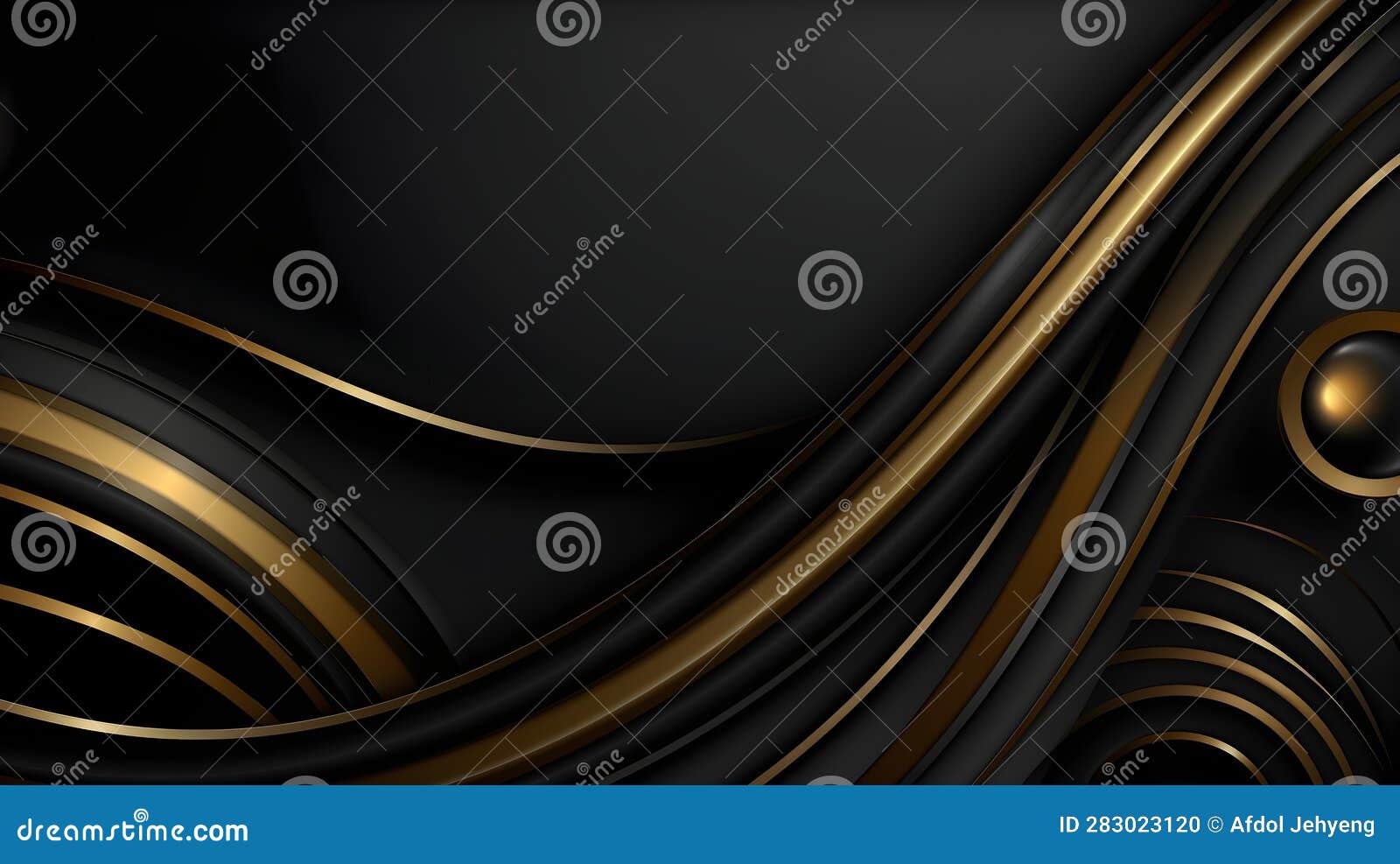 Black Luxury Abstract Background with Lines and Waves Golden Elegant ...