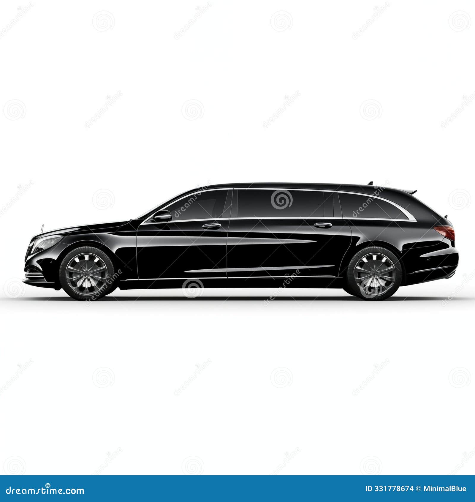 Black Luxury Limousine in Side View on White Background Stock ...
