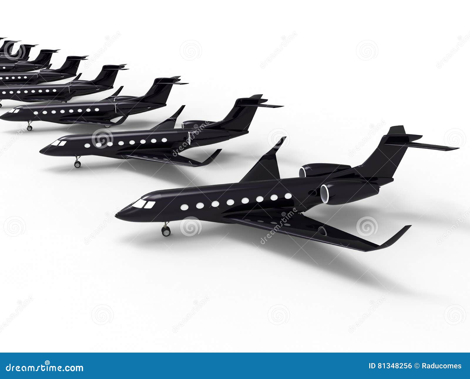 Black Luxury Private Jet Fleet Royalty-Free Illustration ...