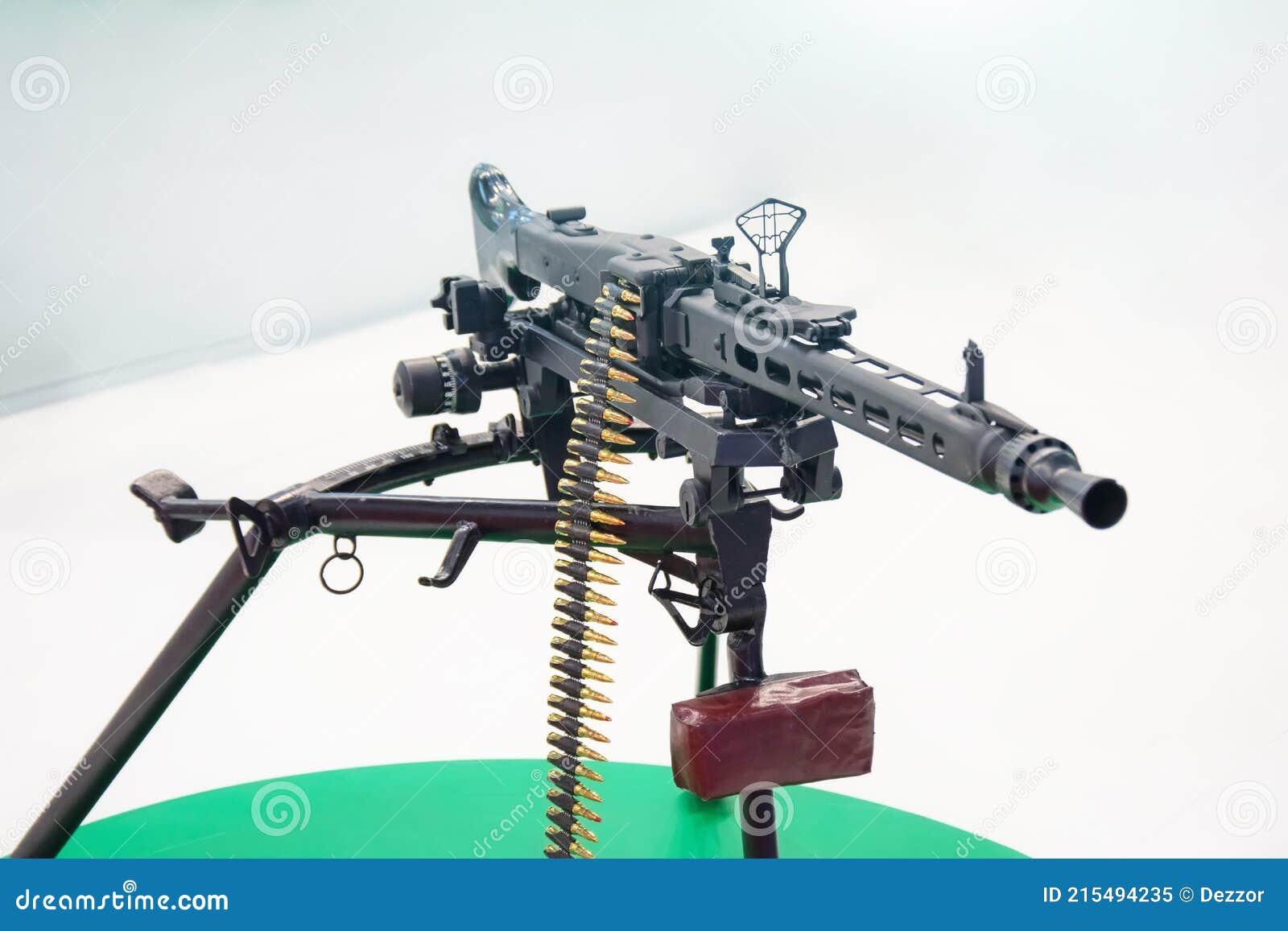 Black Machine Gun with Chain of Cartridges Stock Image - Image of close ...