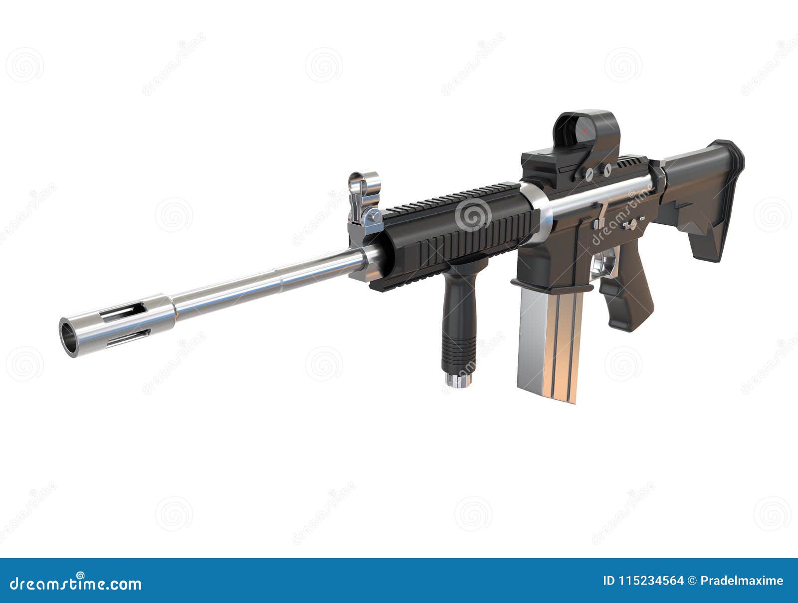 Black machine gun stock illustration. Illustration of automatic - 115234564