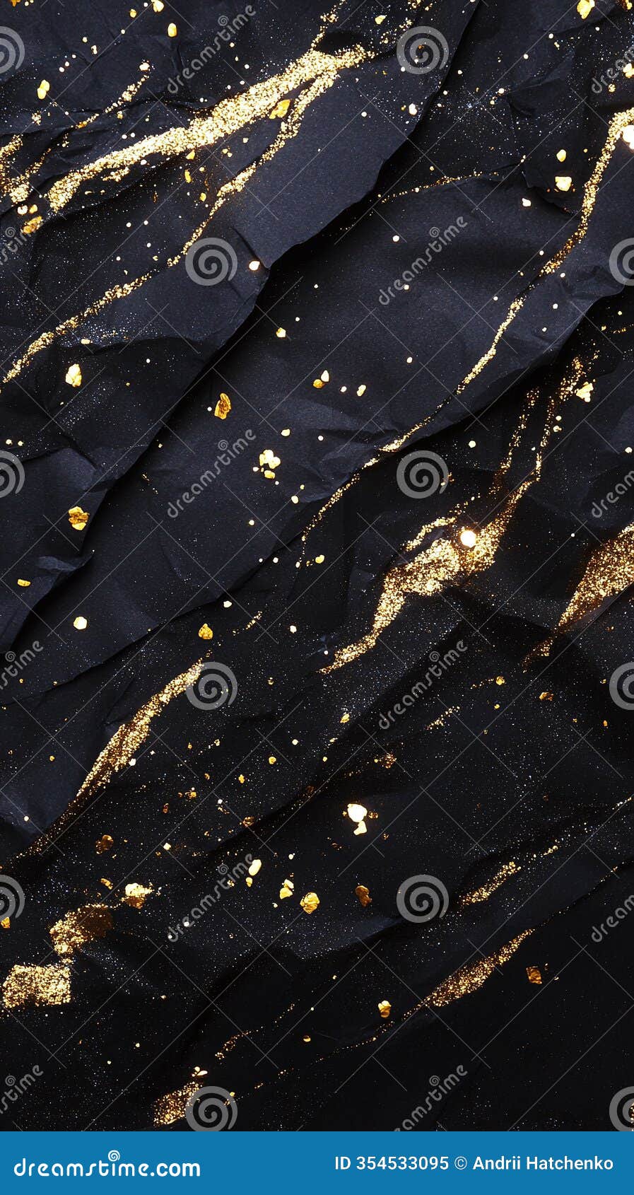 Black Machine Layout with Liquid Glitter and Crumpled Paper Textures ...