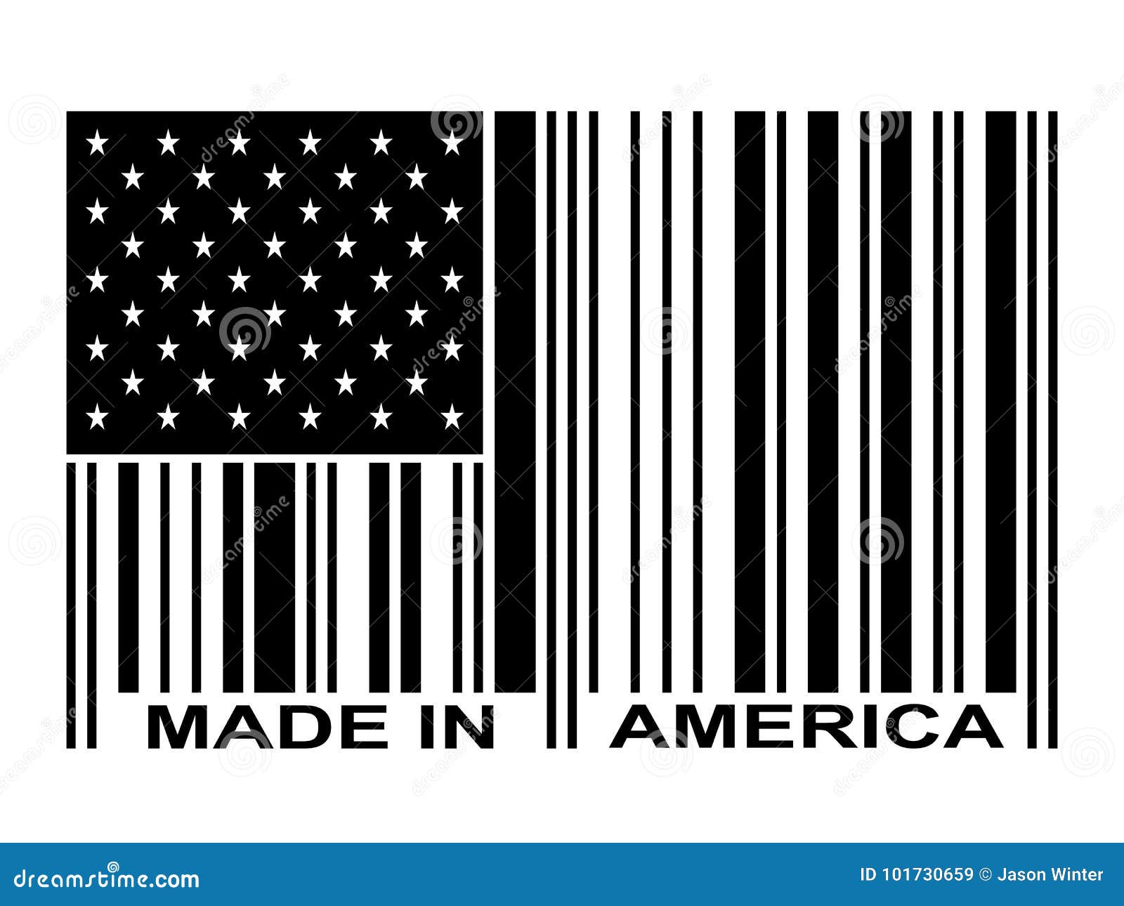Black Made in America Barcode Stock Vector - Illustration of flag ...