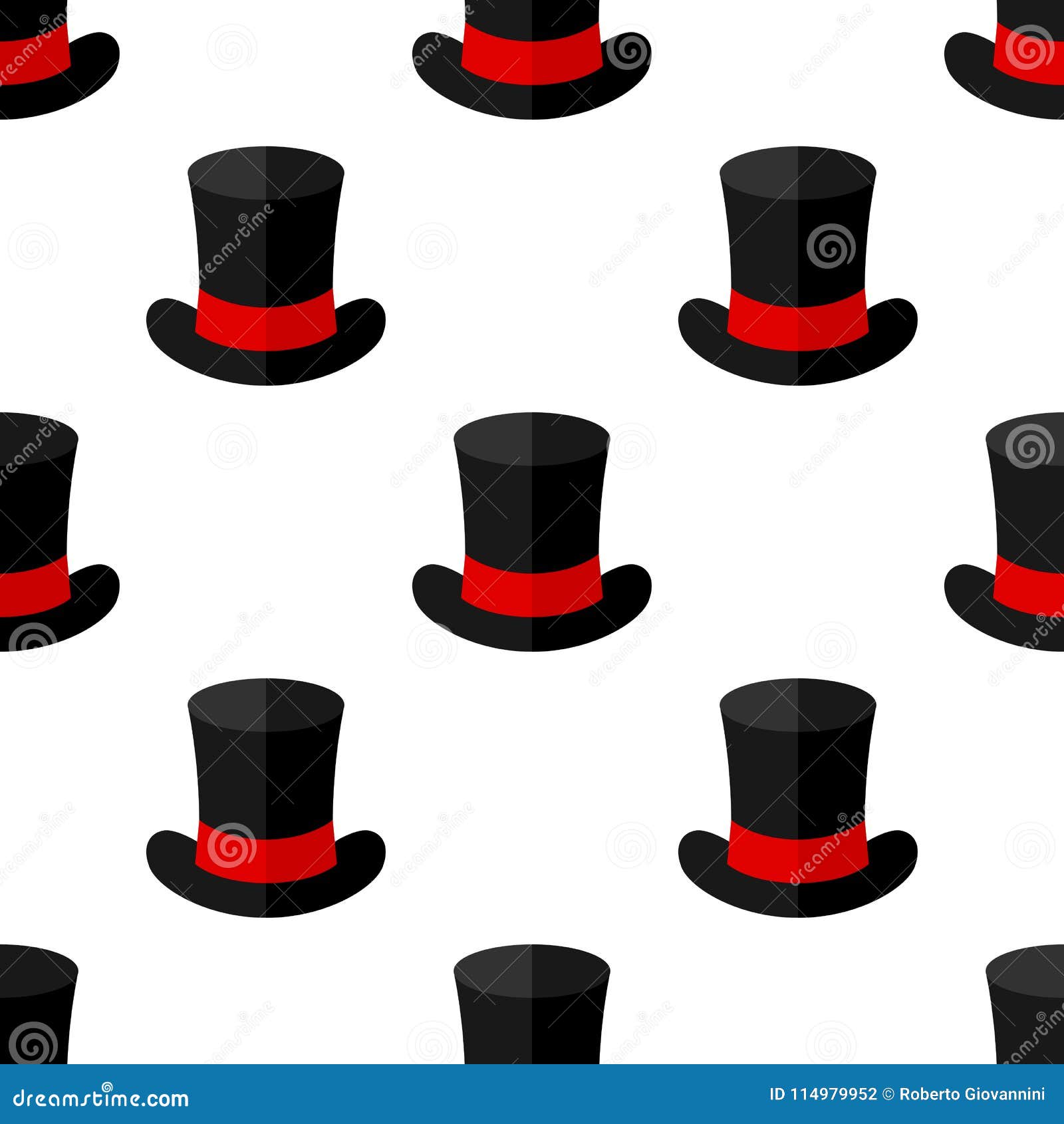 Black Magic Hat Flat Icon Seamless Pattern Stock Vector - Illustration ...