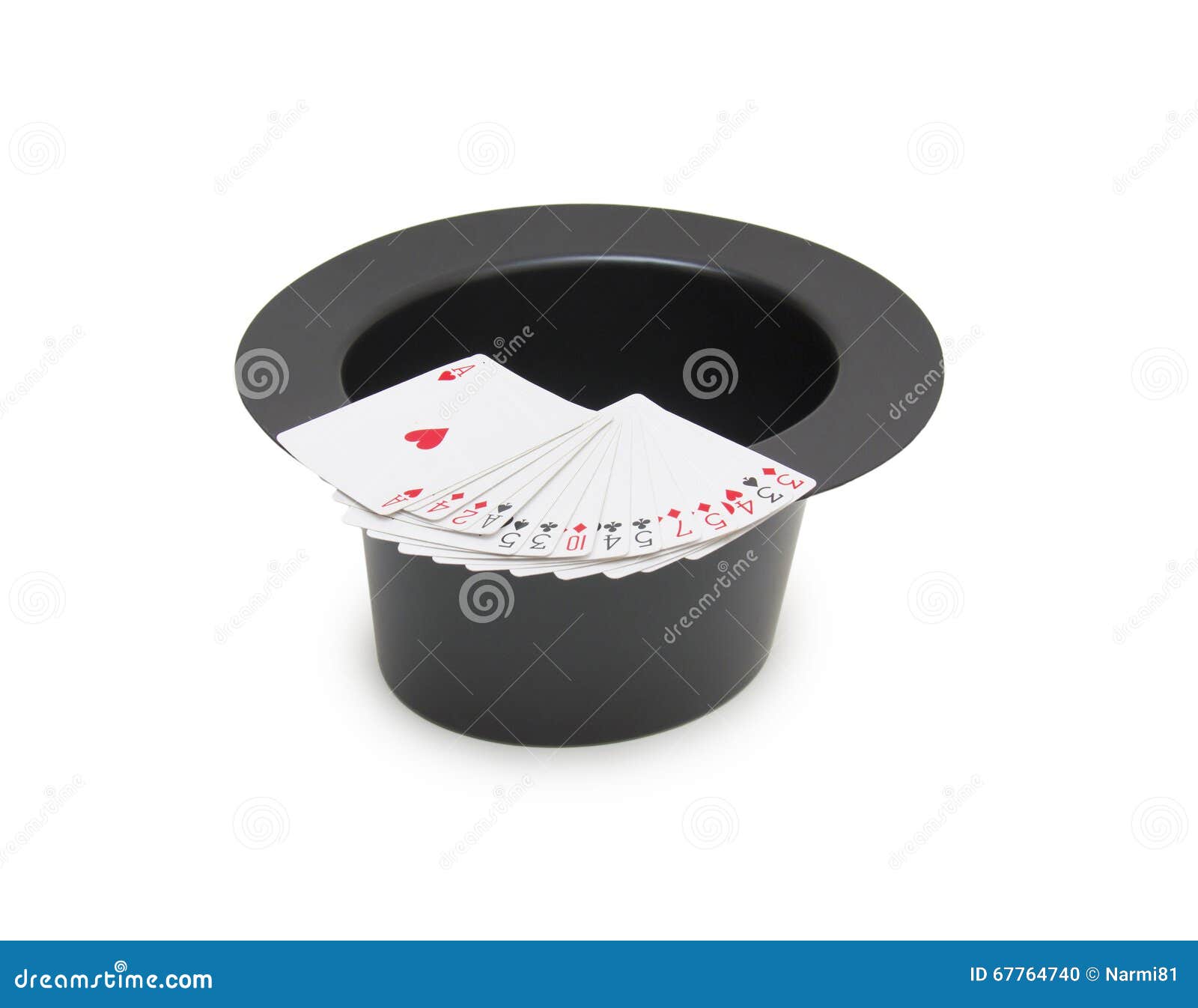 Black Magic Hat and Playing Cards Isolated on a White Background Stock ...