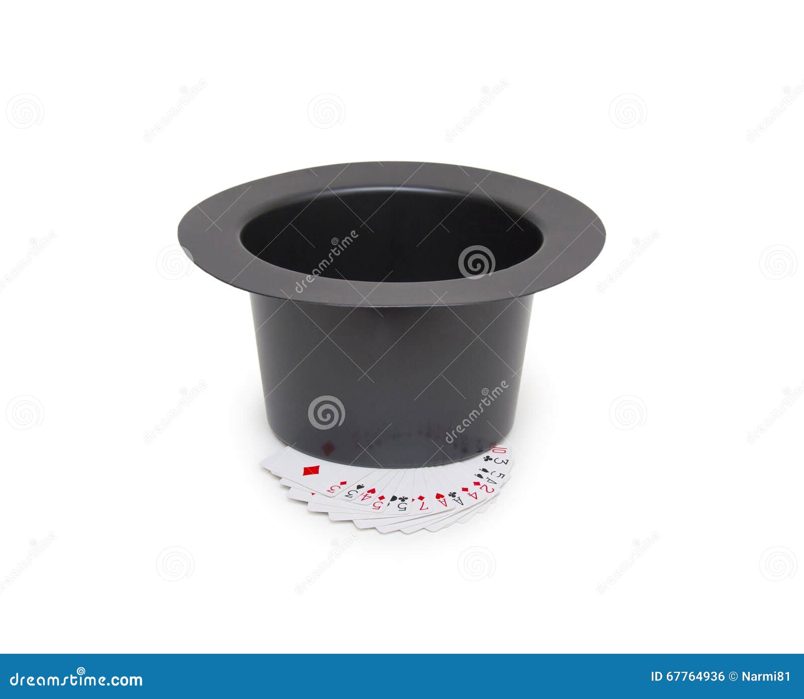 Black Magic Hat and Playing Cards Isolated on a White Background Stock ...