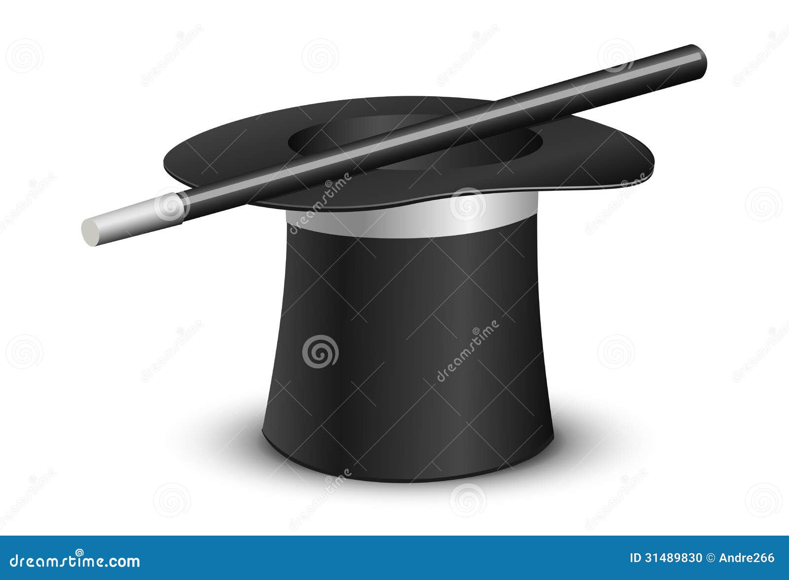 Black magic hat with wand stock illustration. Illustration of classic ...