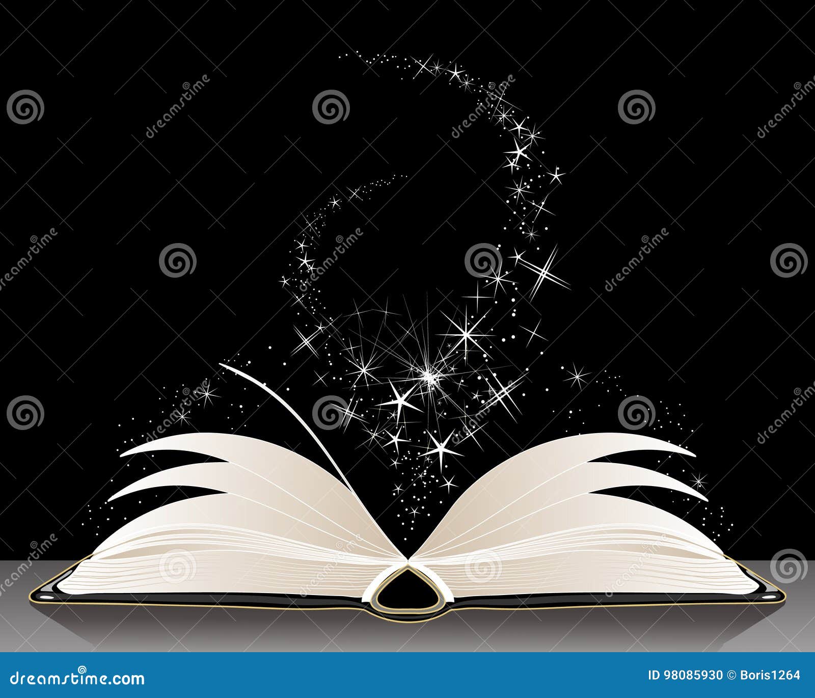 Black Magic Book with Sparkles on a Dark Background Stock Vector ...
