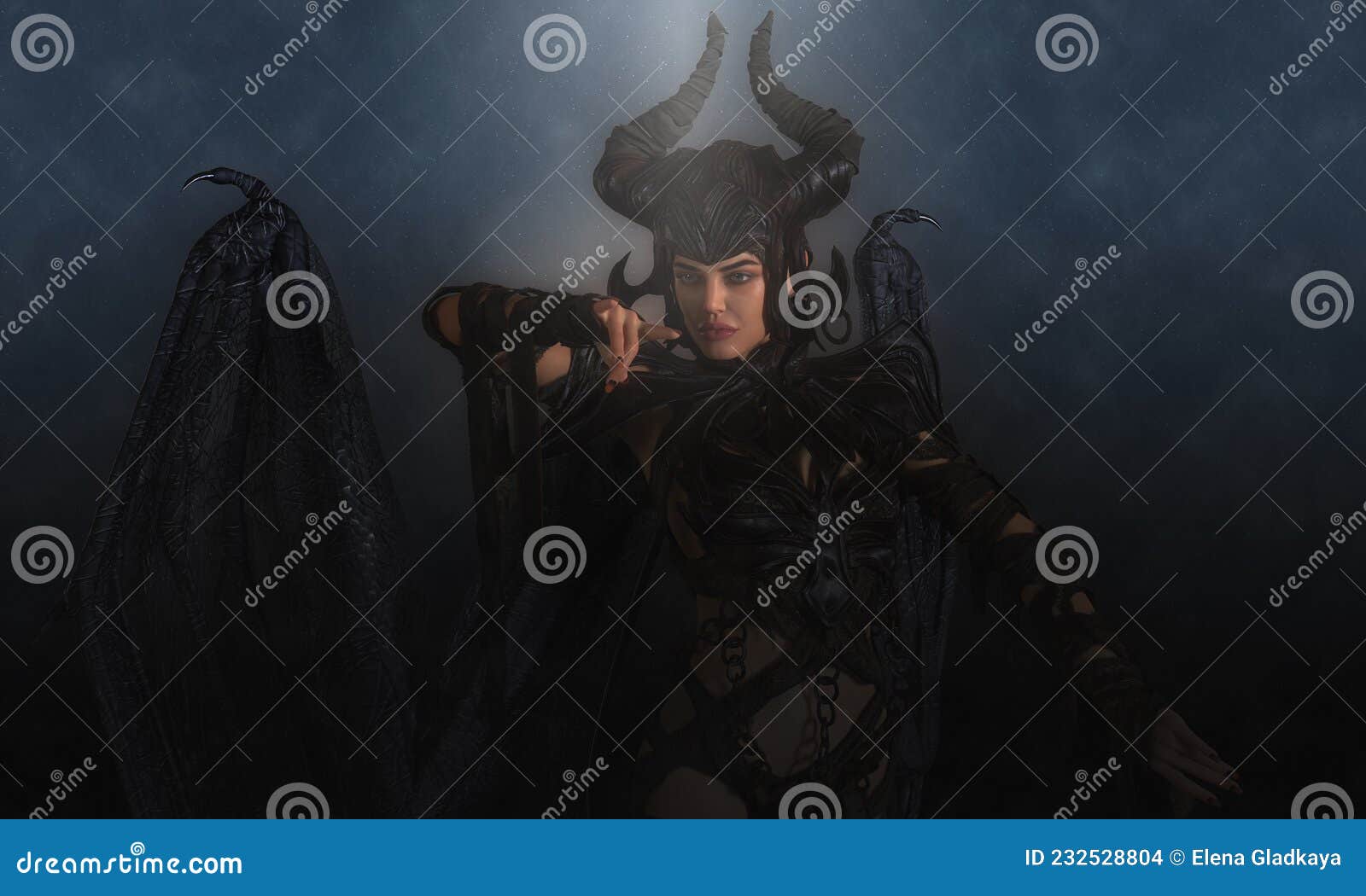 Black Magic Queen at Night 3d Illustration Stock Illustration ...