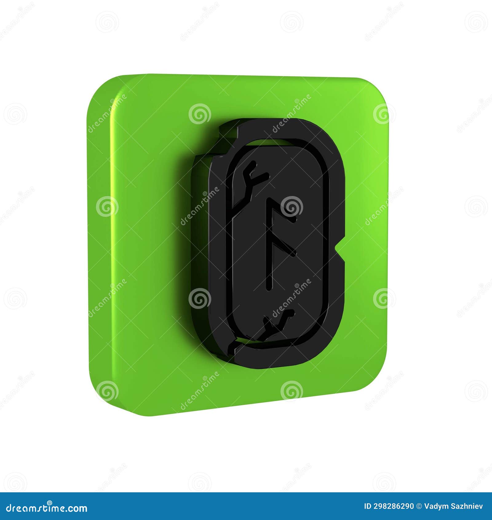 Black Magic Runes Icon Isolated on Transparent Background. Green Square ...