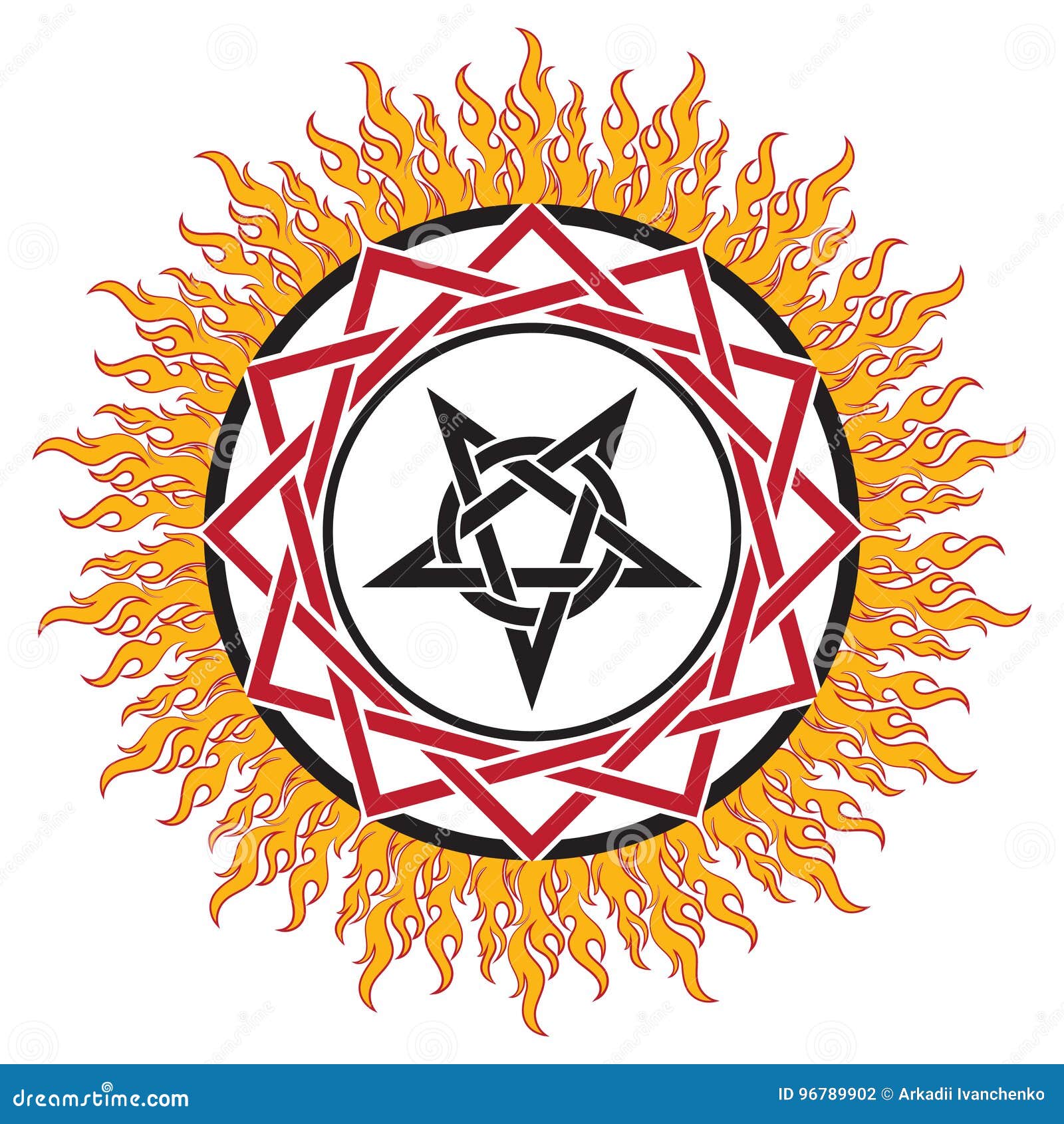 Black Magic Sign, Pentagram and Fire Stock Vector - Illustration of ...