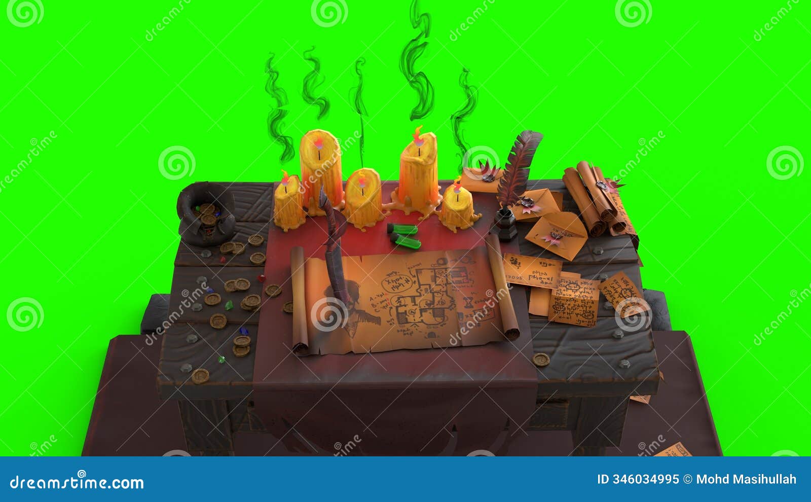 Black Magic Table with Green Background Stock Illustration ...