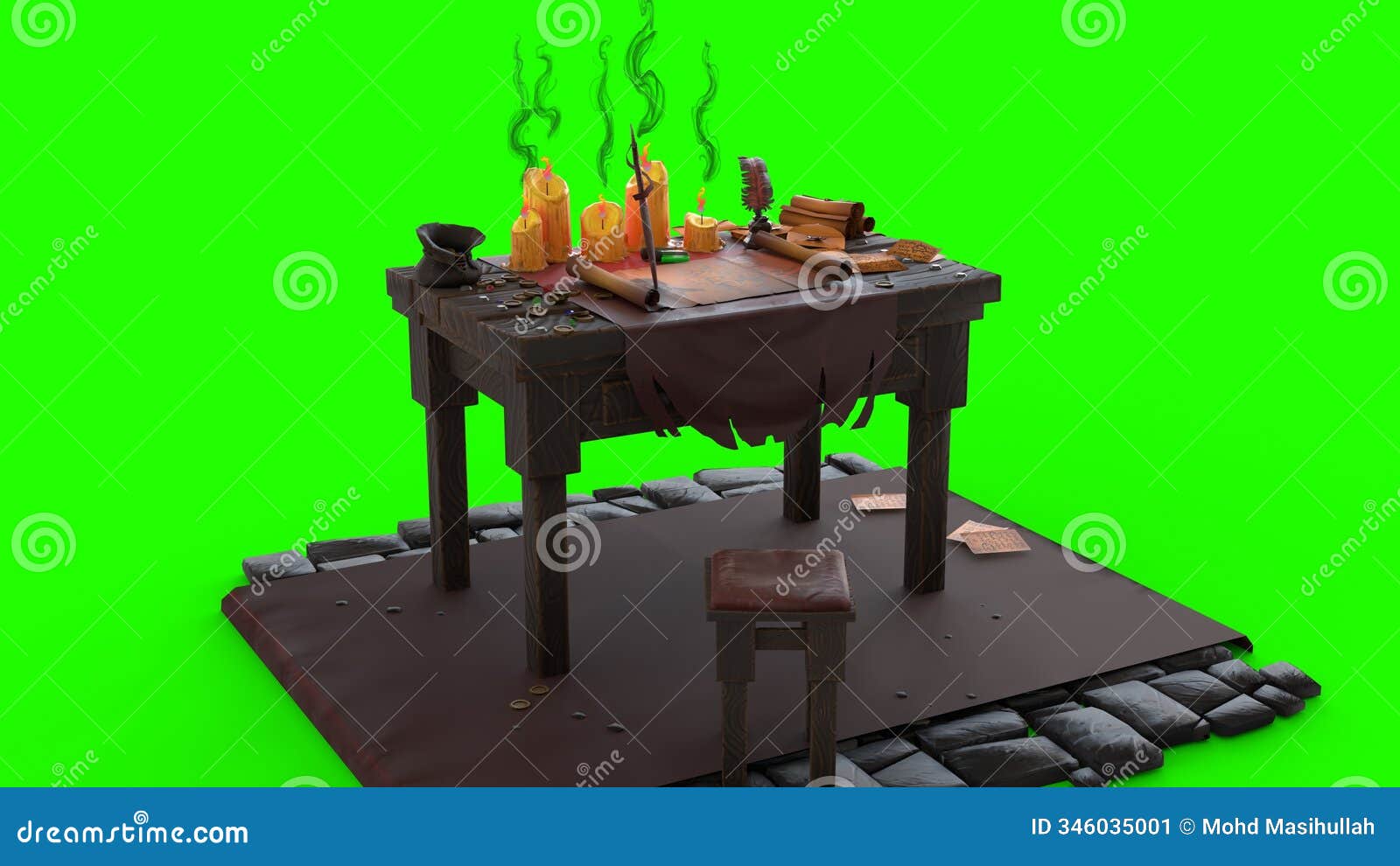 Black Magic Table with Green Background Stock Illustration ...