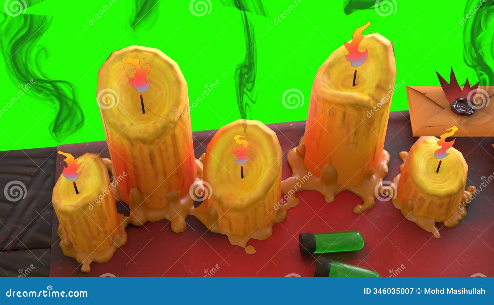 Black Magic Table with Green Background Stock Illustration ...